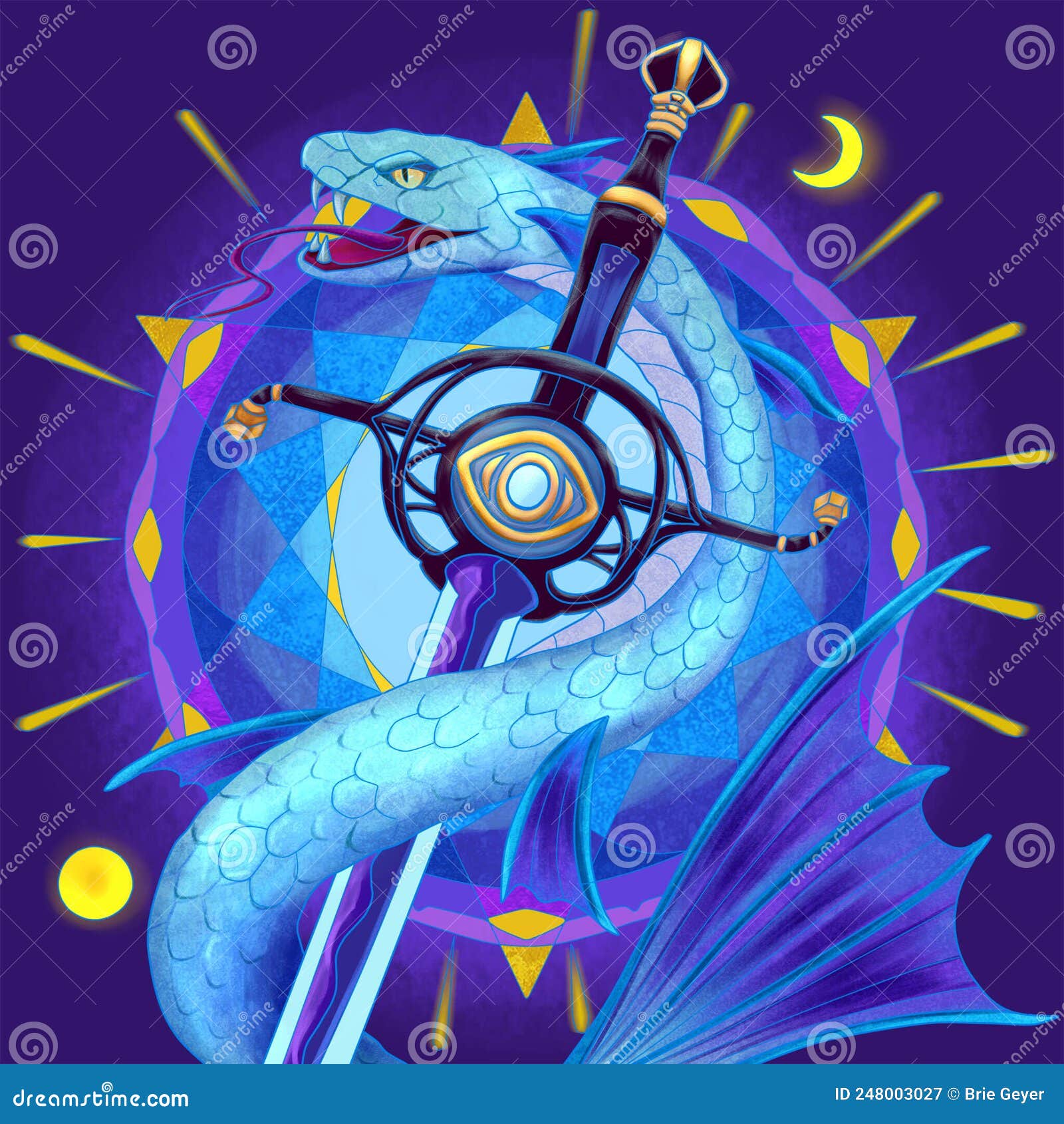 Dagger With The Snake Cartoon Vector | CartoonDealer.com #13628841