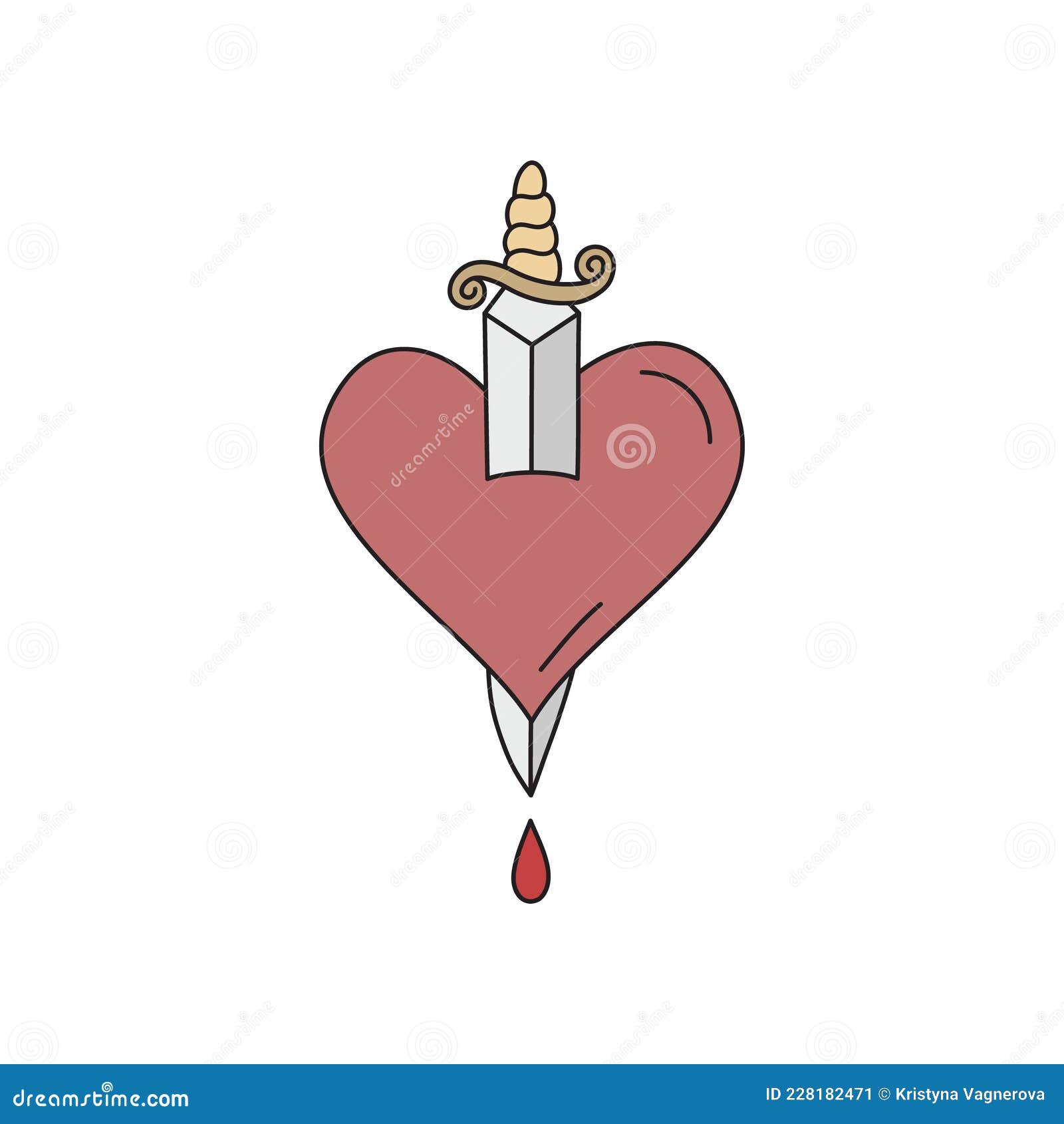 Dagger Stabbed in the Heart Vector Illustration Stock Vector ...