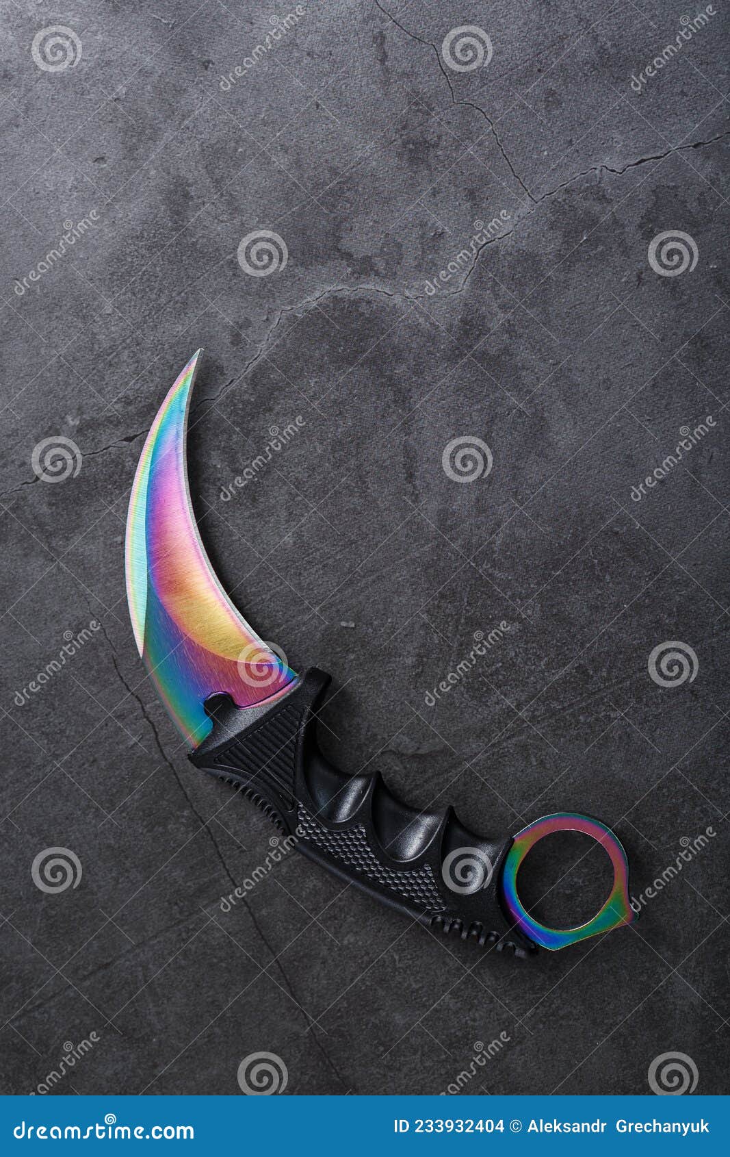 A Dagger with a Steel Blade with a Gradient Color on a Black Background ...