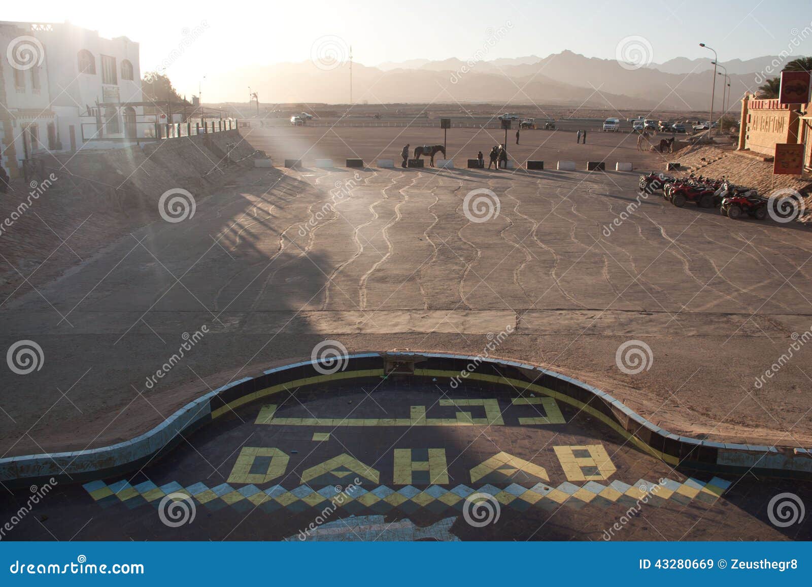 Dahab. Market Place and Sunset with Mountains Stock Image - Image of ...