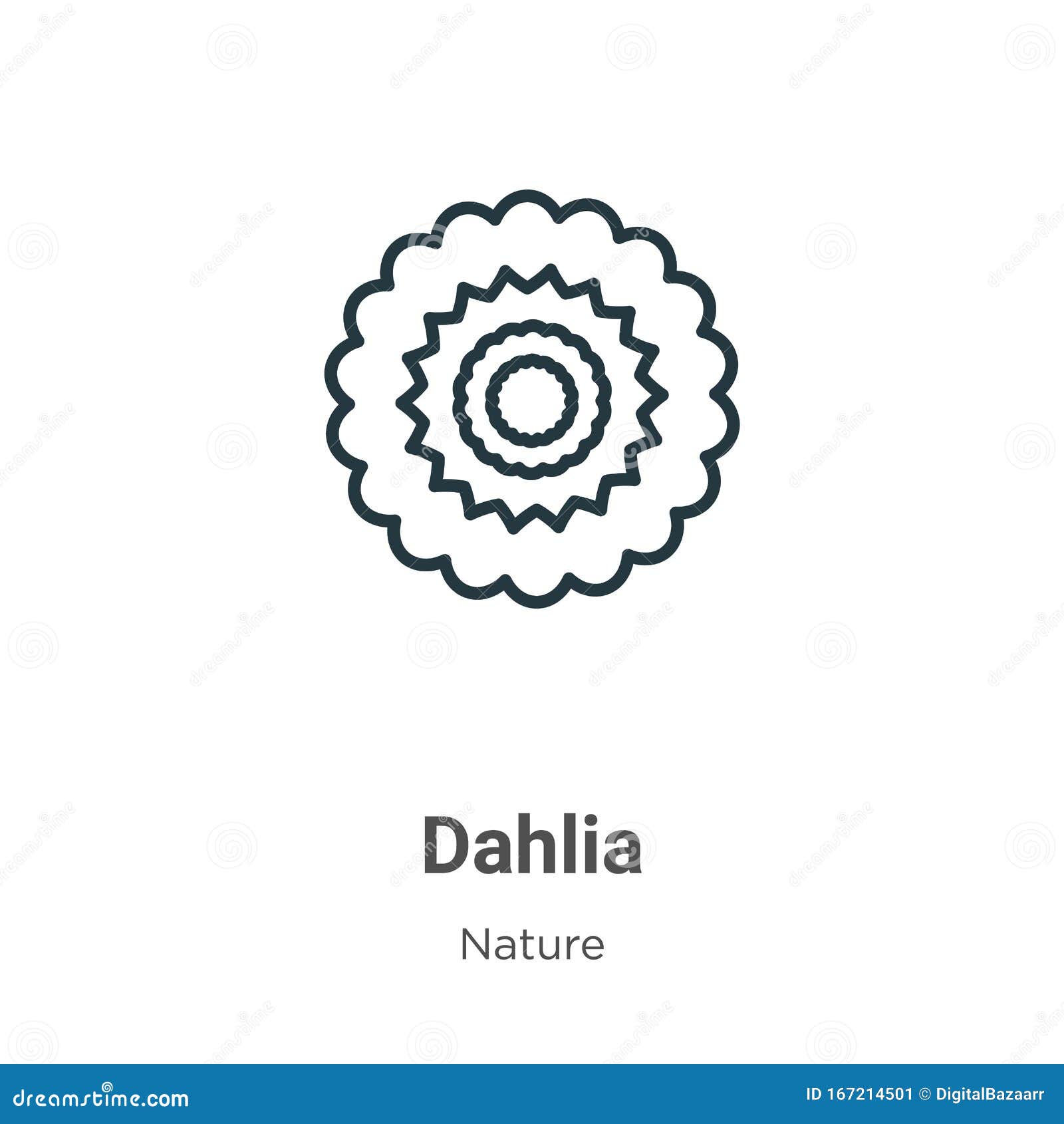 Dahlia Outline Vector Icon. Thin Line Black Dahlia Icon, Flat Vector ...