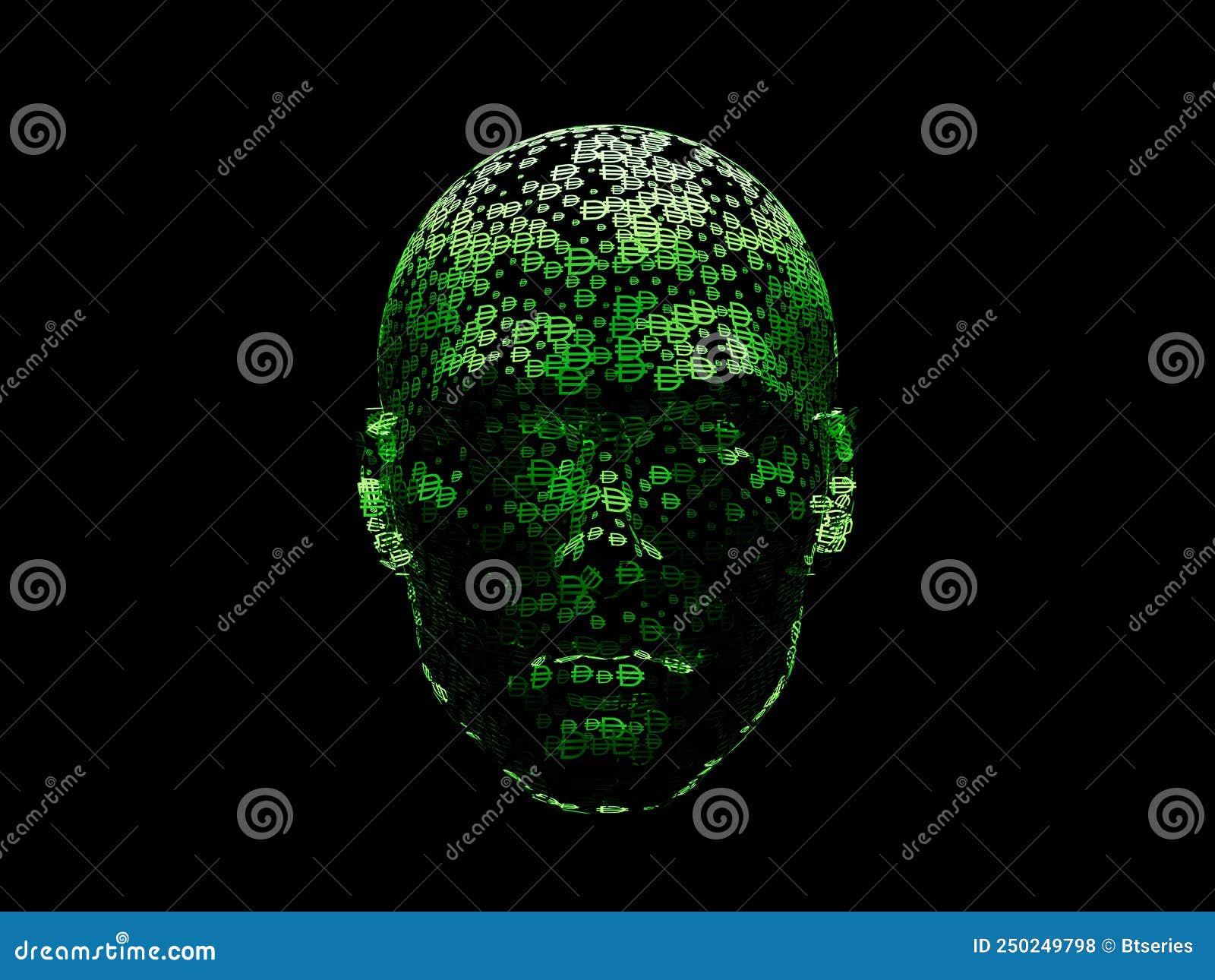 Dai Crypto Face Head Cyborg Abstract Furistic Hologram Technology 3d