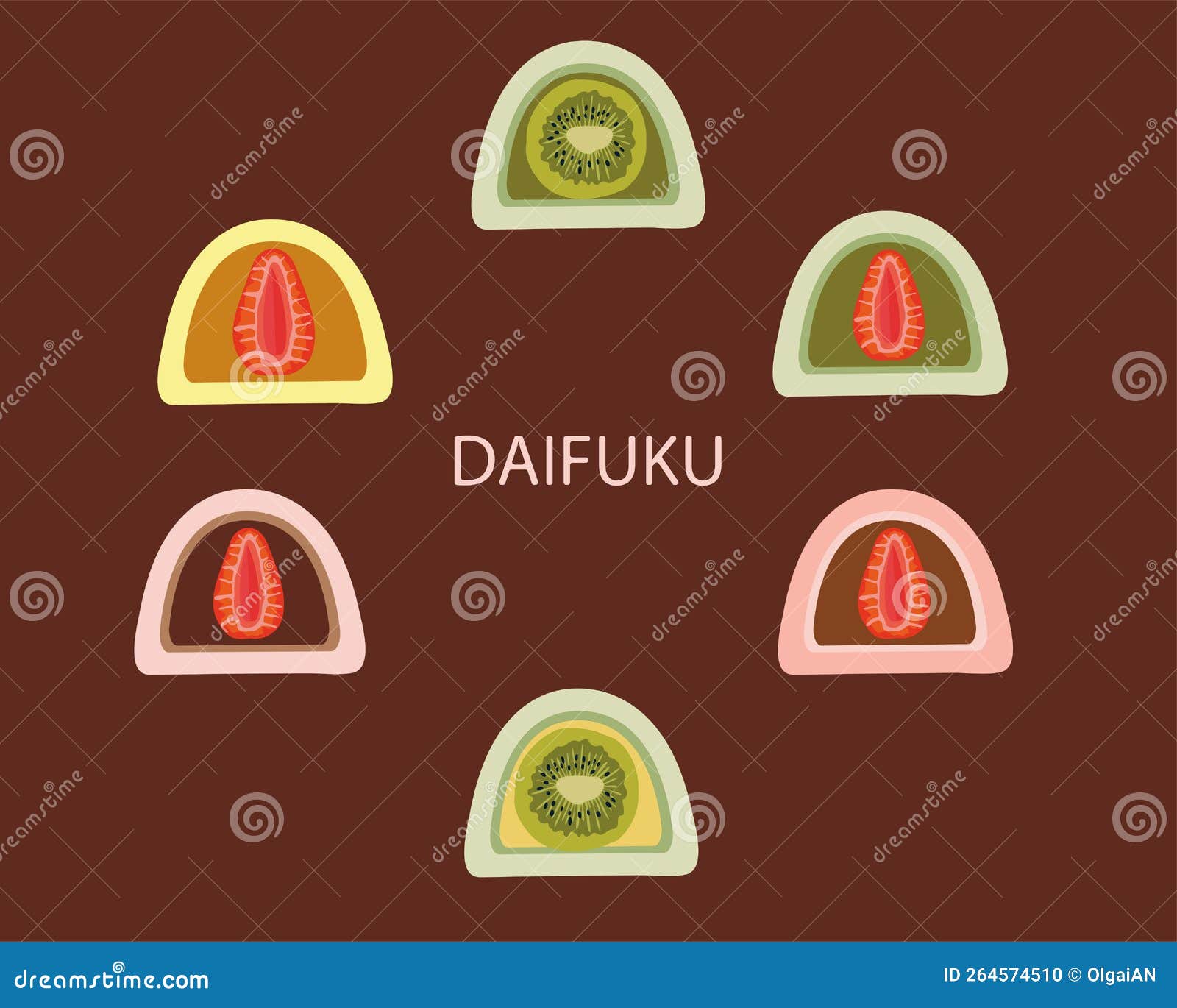 Daifuku Vector. Daifuku Is Japanese Desserts. Collection Of Different ...