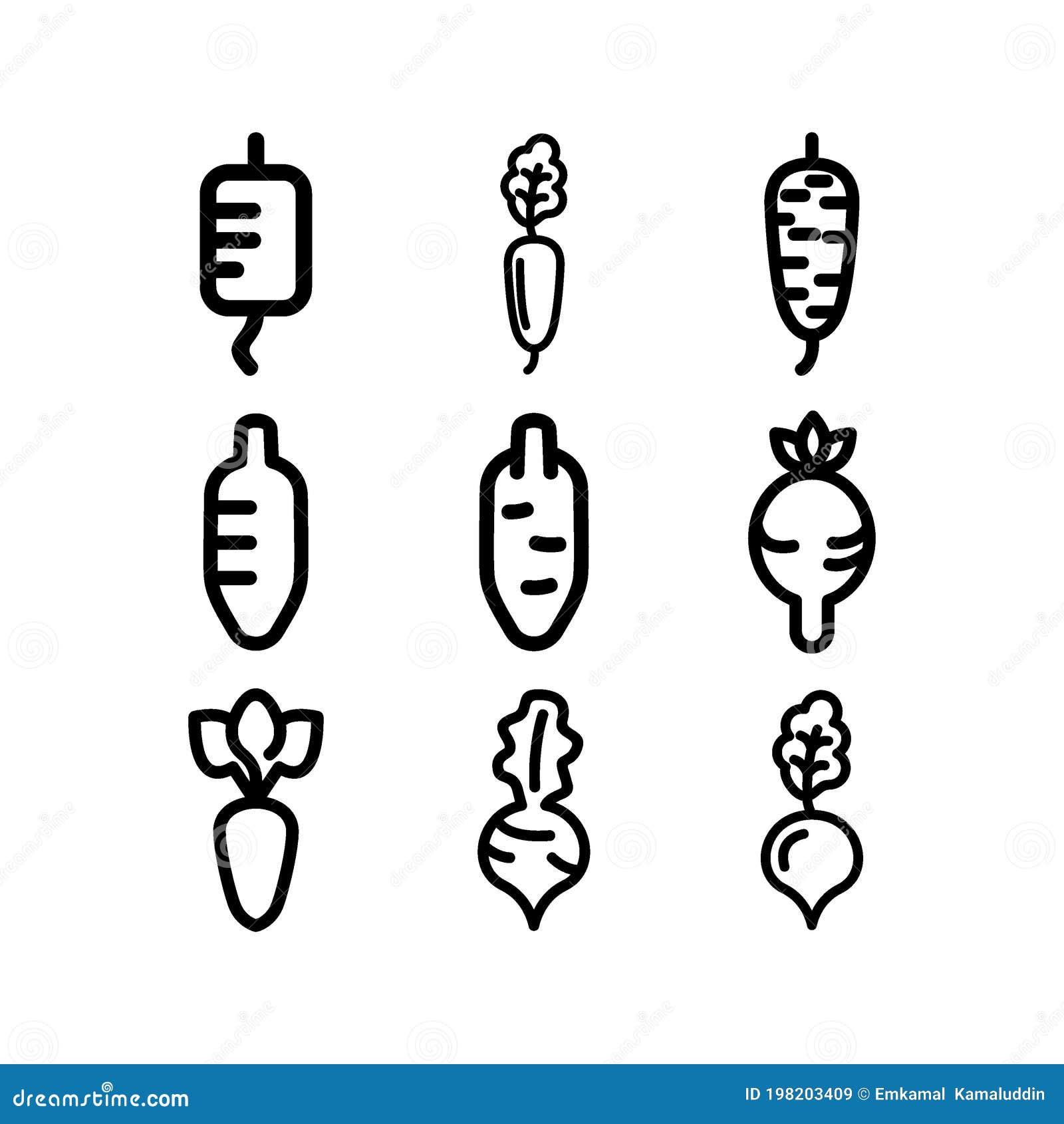 Daikon Symbol Oder Logo Isolierte Zeichensymbolvektorillustration Stock ...
