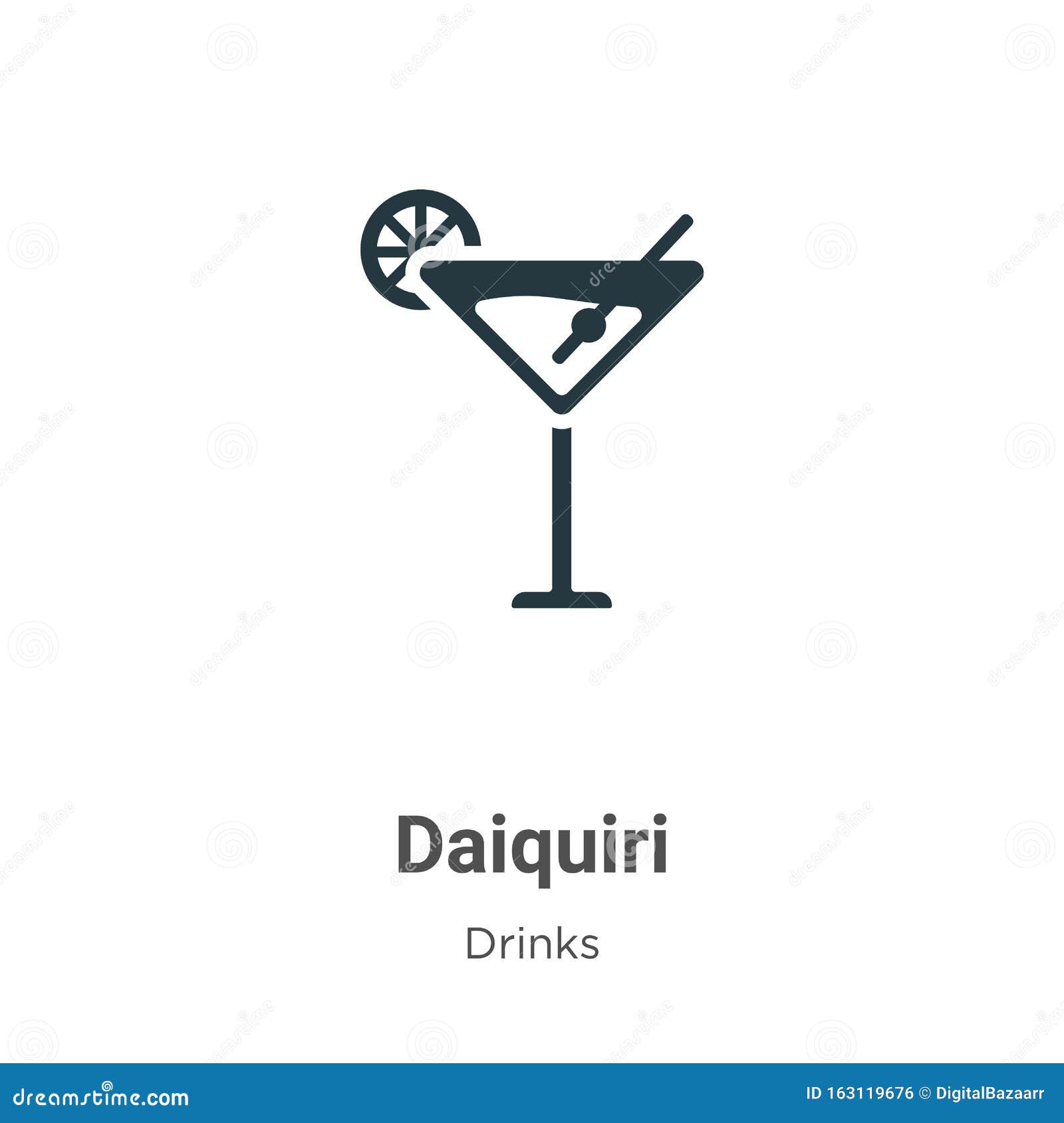 Daiquiri Vector Icon on White Background. Flat Vector Daiquiri Icon ...