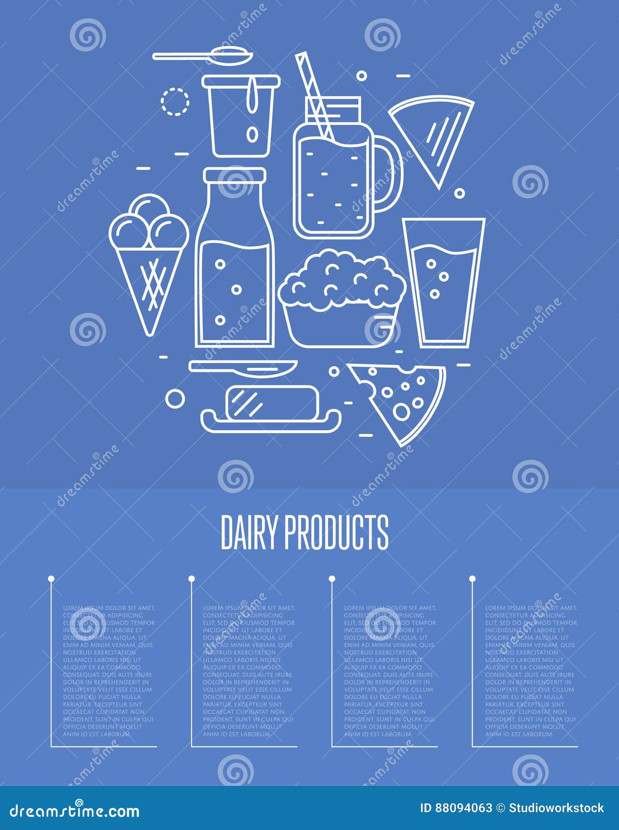 Dairy Banner with Milk Products Composition Stock Vector - Illustration ...