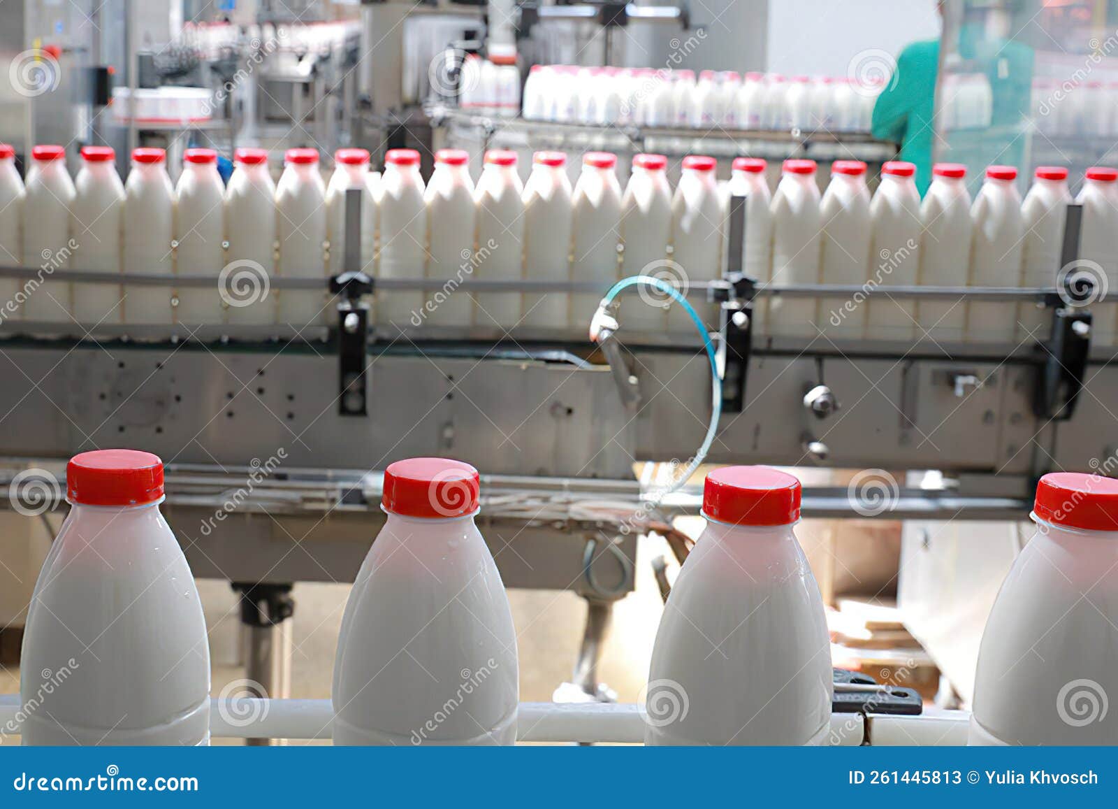 Dairy Factory. Milk Line Production. Stock Image - Image of machine ...