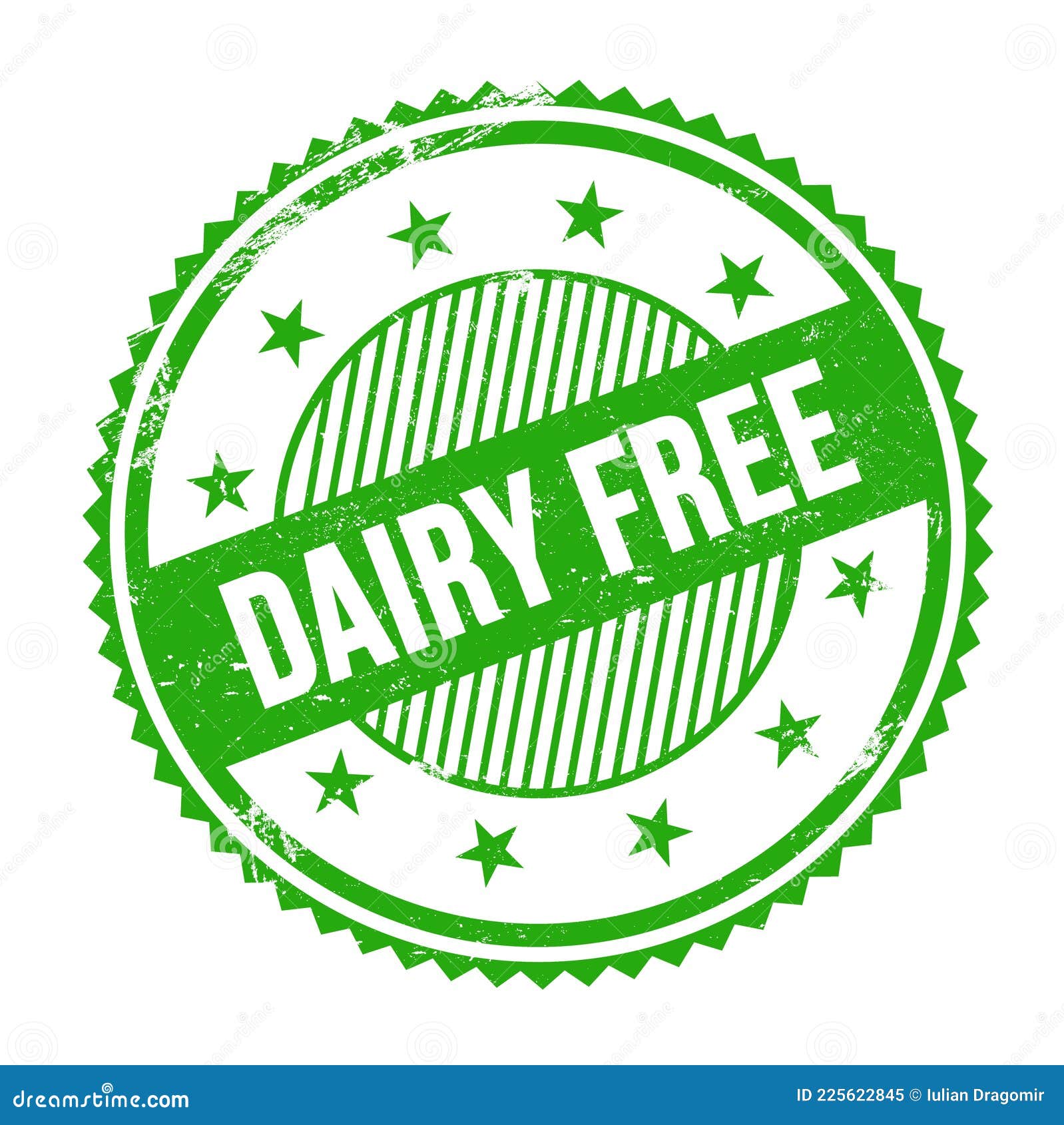 DAIRY FREE Text Written on Green Grungy Round Stamp Stock Illustration ...