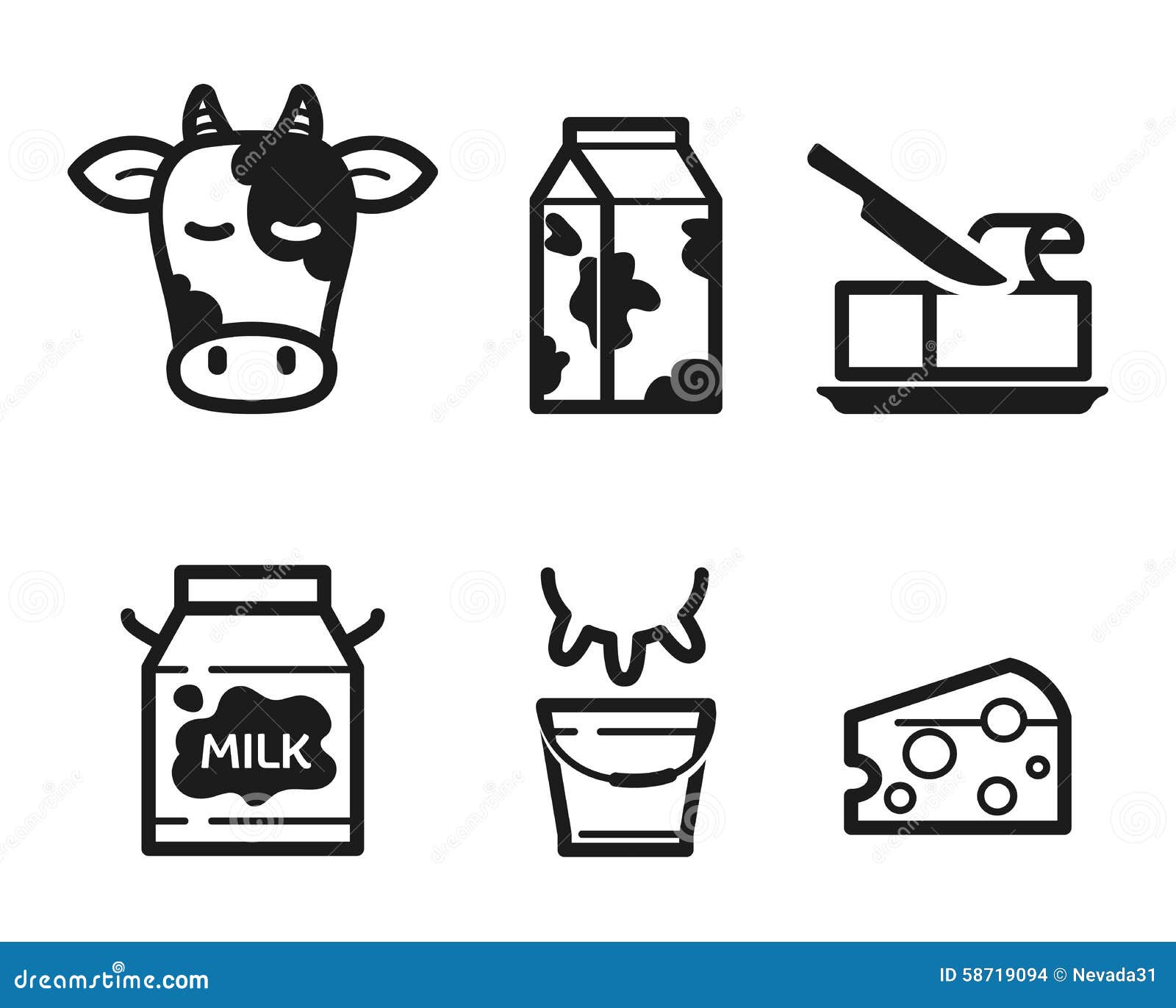 Dairy icons stock illustration. Illustration of icon - 58719094