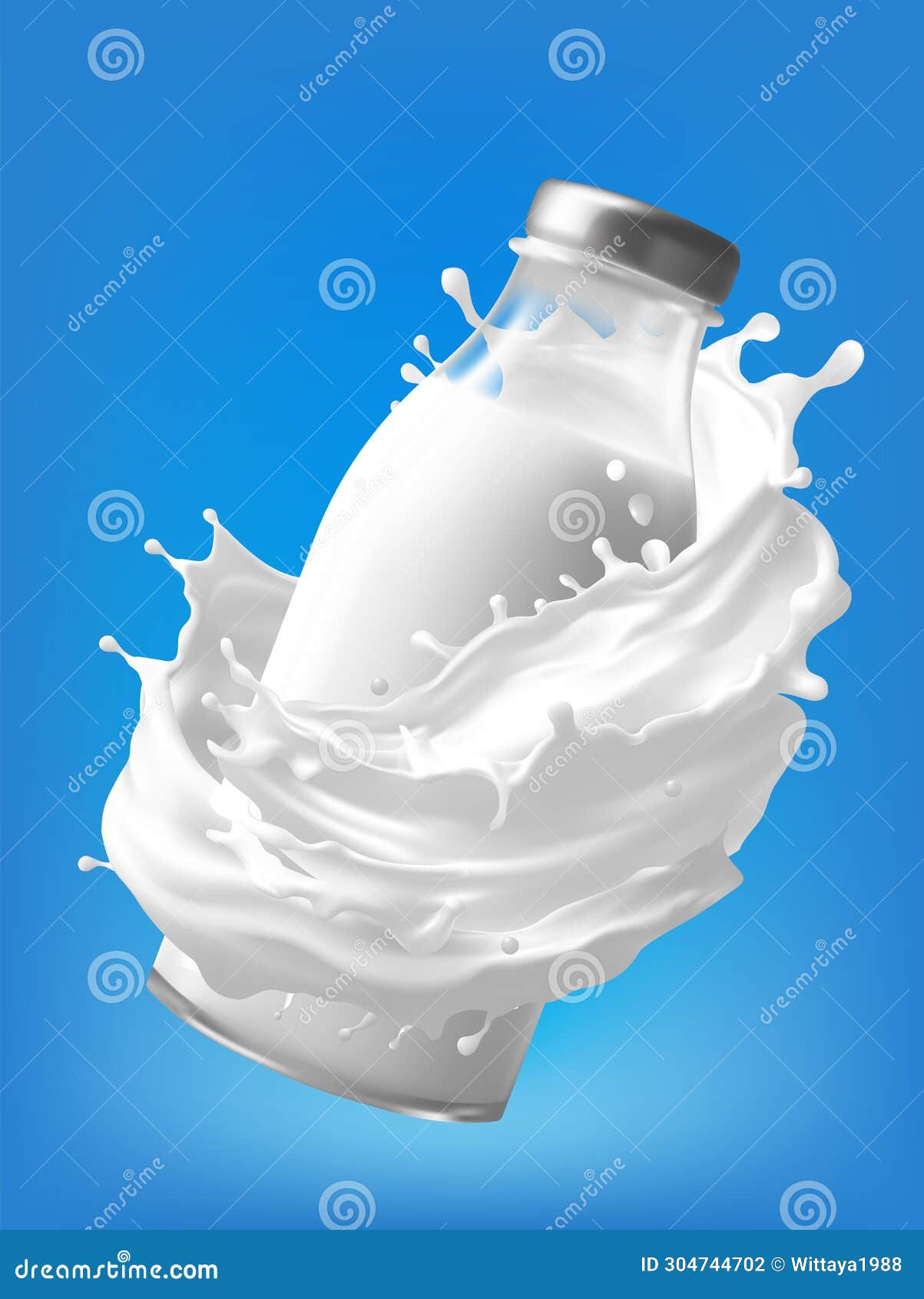 Dairy Poster. Milk Products Ads Placard Decent 3d Vector Template Stock ...