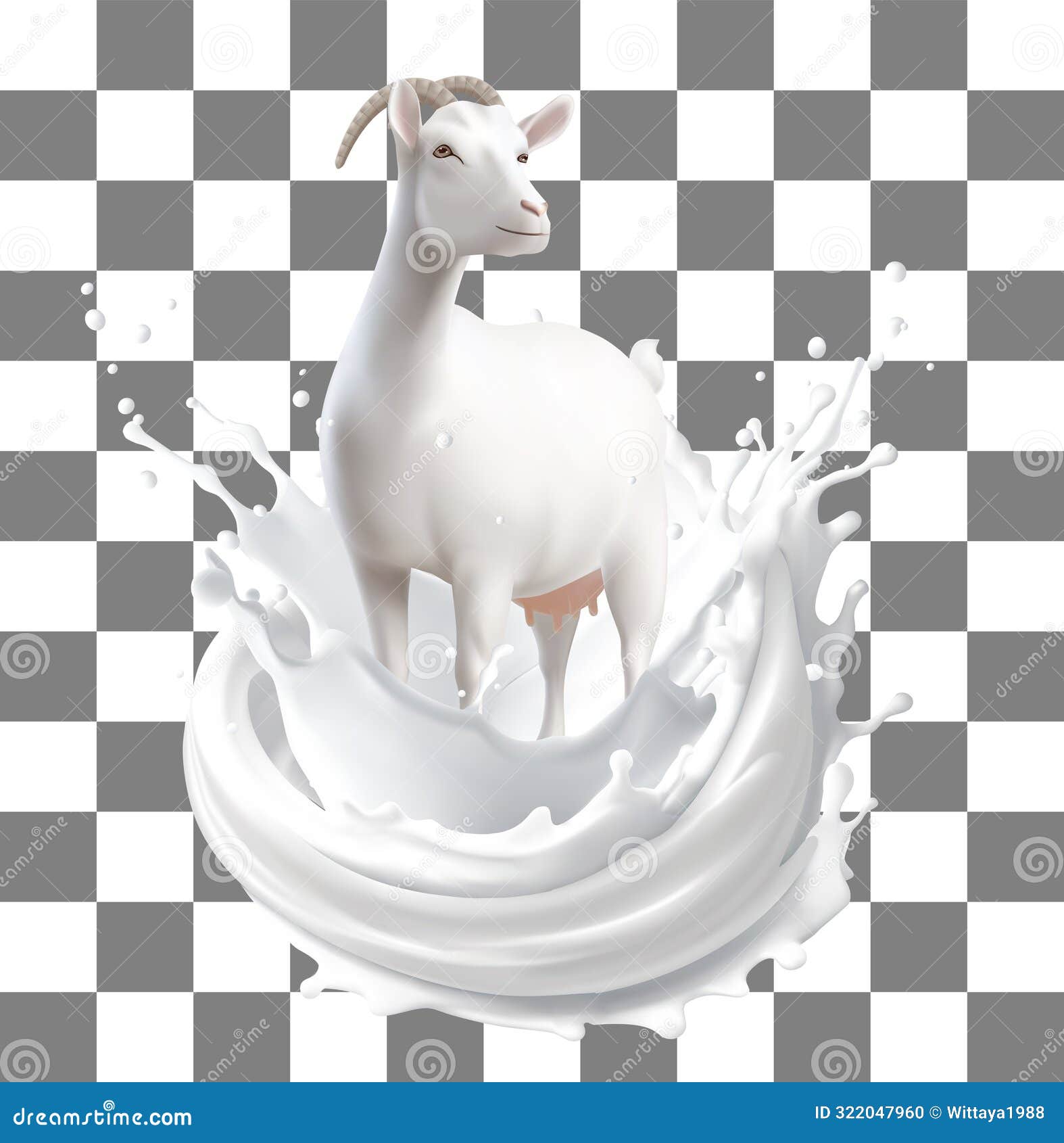 Dairy Poster. Milk Products Goat and Splash of Milk As a 3d Vector ...