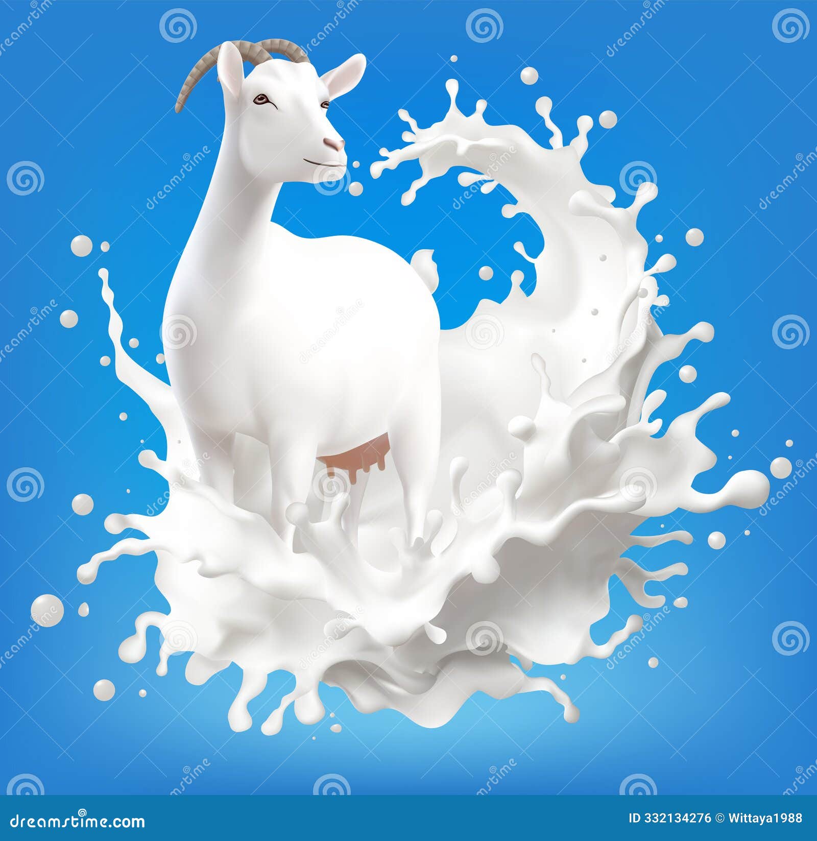 A Dairy Goat In A Field For Coloring Stock Illustration | CartoonDealer ...