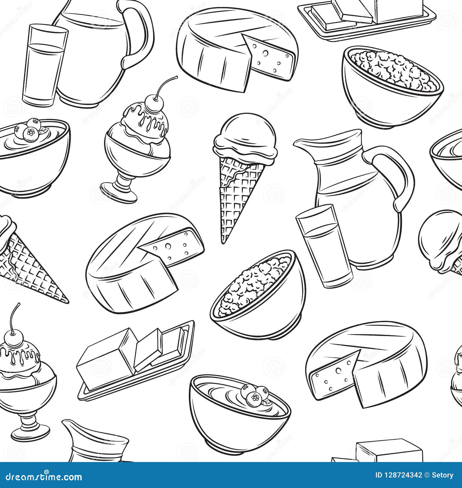 Dairy Product Seamless Pattern Stock Vector Illustration Of Farm