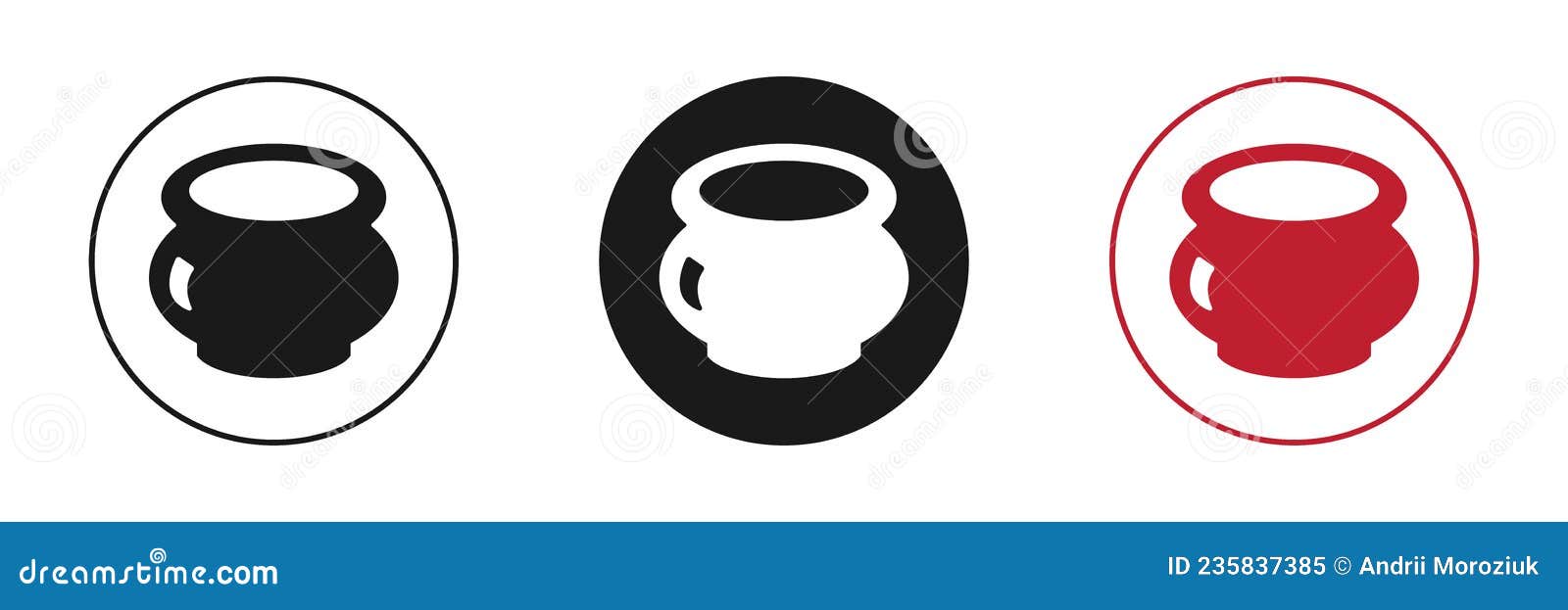 Dairy Products in a Clay Pot. Set of Icons Stock Illustration ...