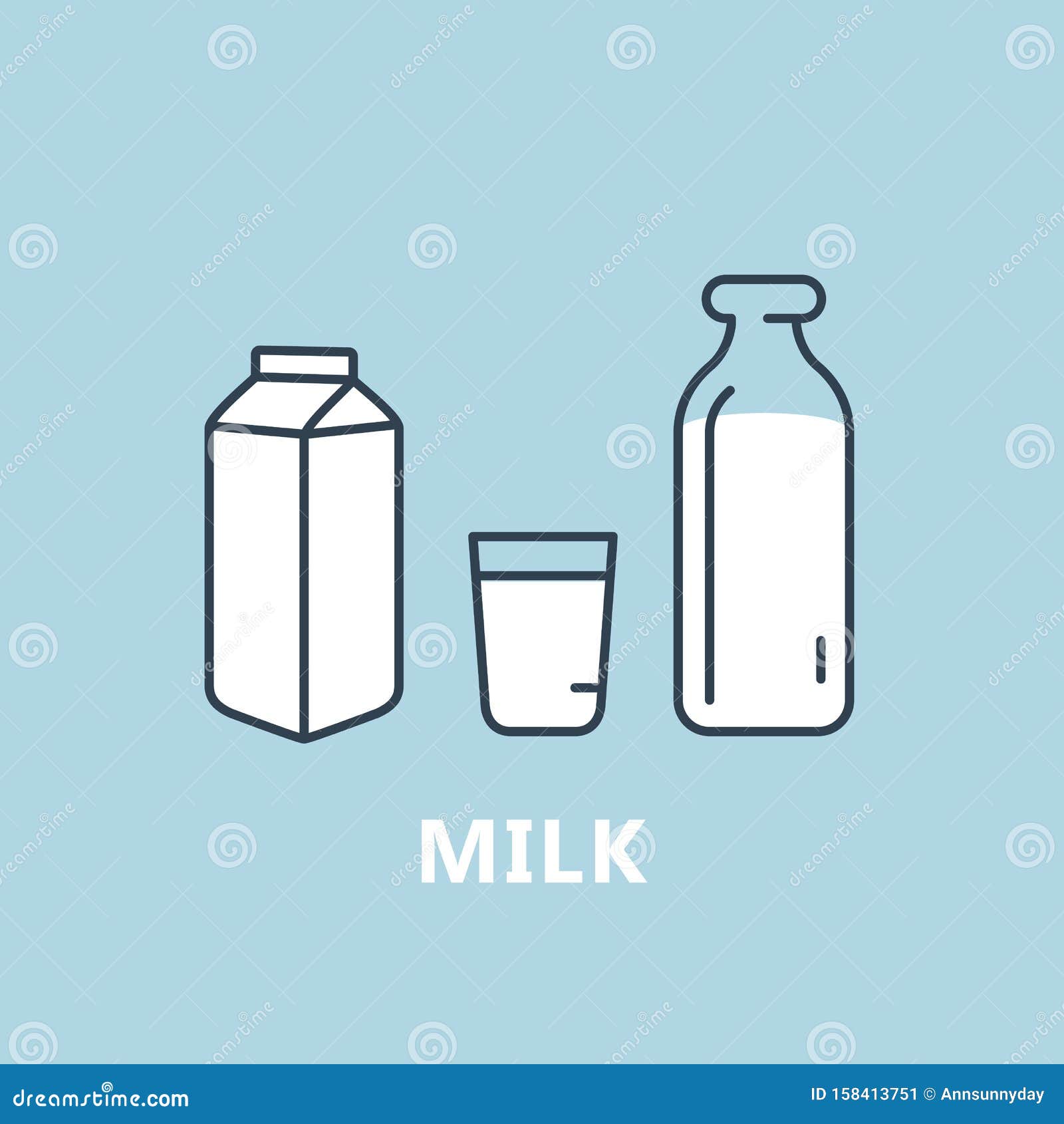 Dairy Products Icon - Milk Package, Bottle of Milk Stock Vector ...