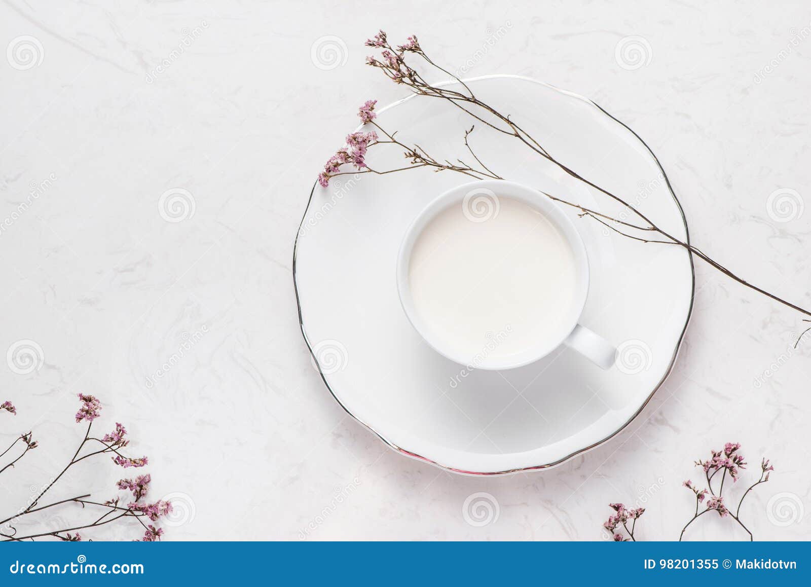 Dairy Products. Top View of a Cup of Milk on a Table. Stock Image ...