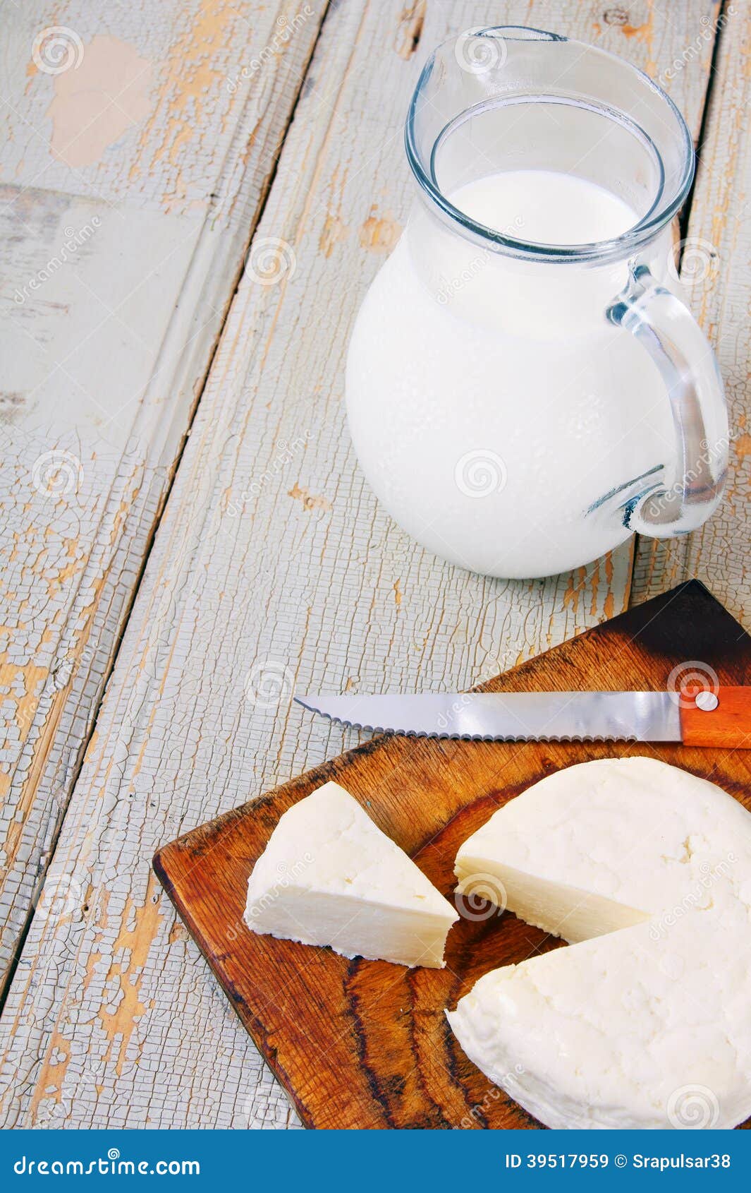 Dairy Products on Wooden Background. Stock Image - Image of freshness ...