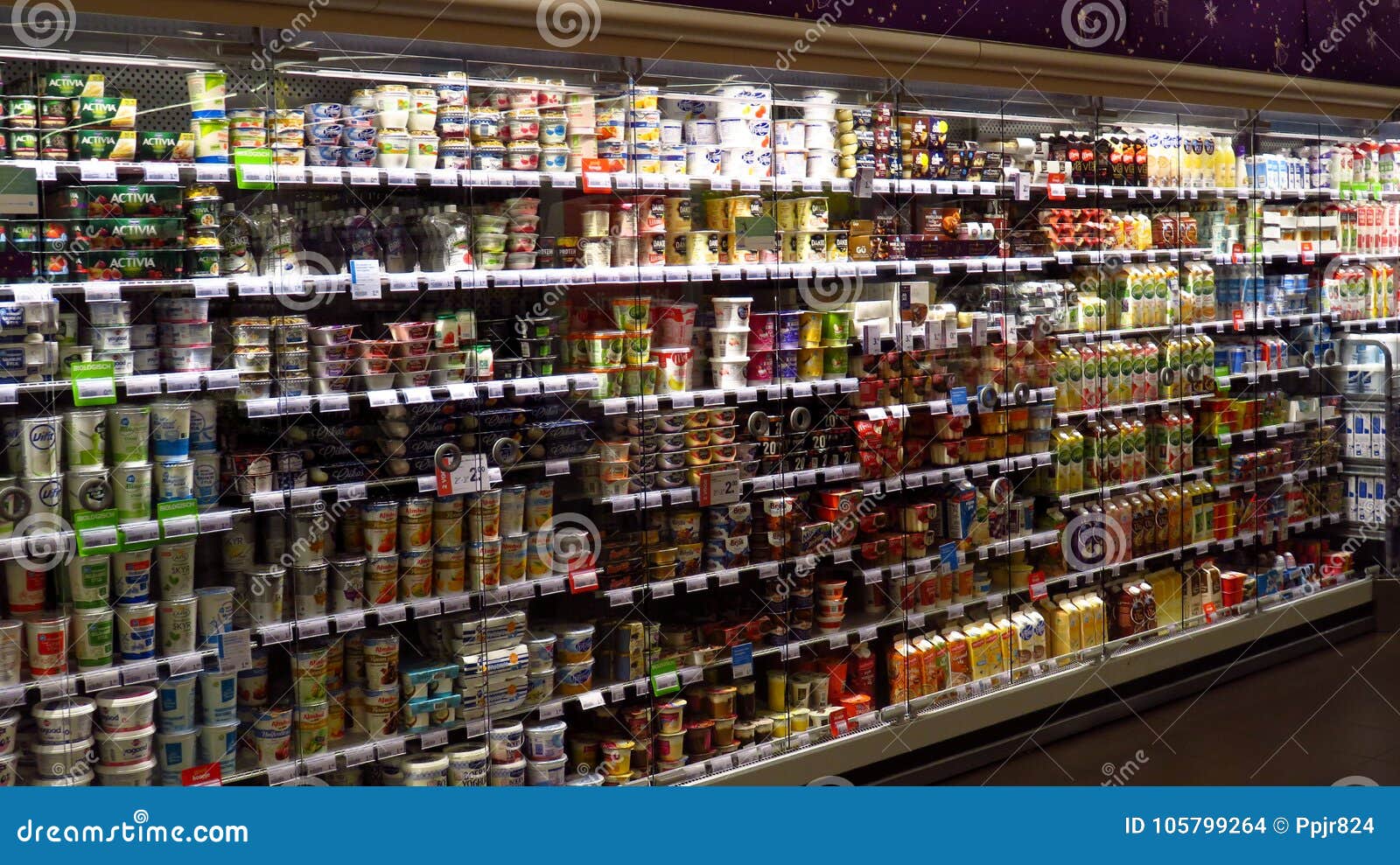 Dairy Section in Modern Supermarket Editorial Stock Image - Image of ...