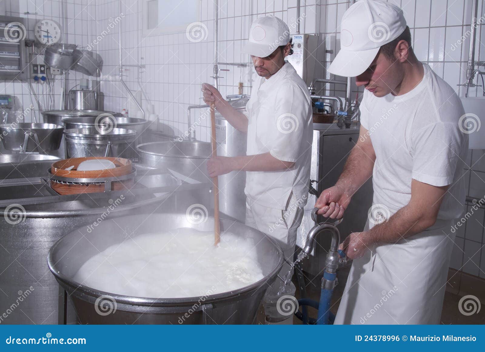 Dairymen, Who Prepare the Mozzarella Stock Photo - Image of modern ...
