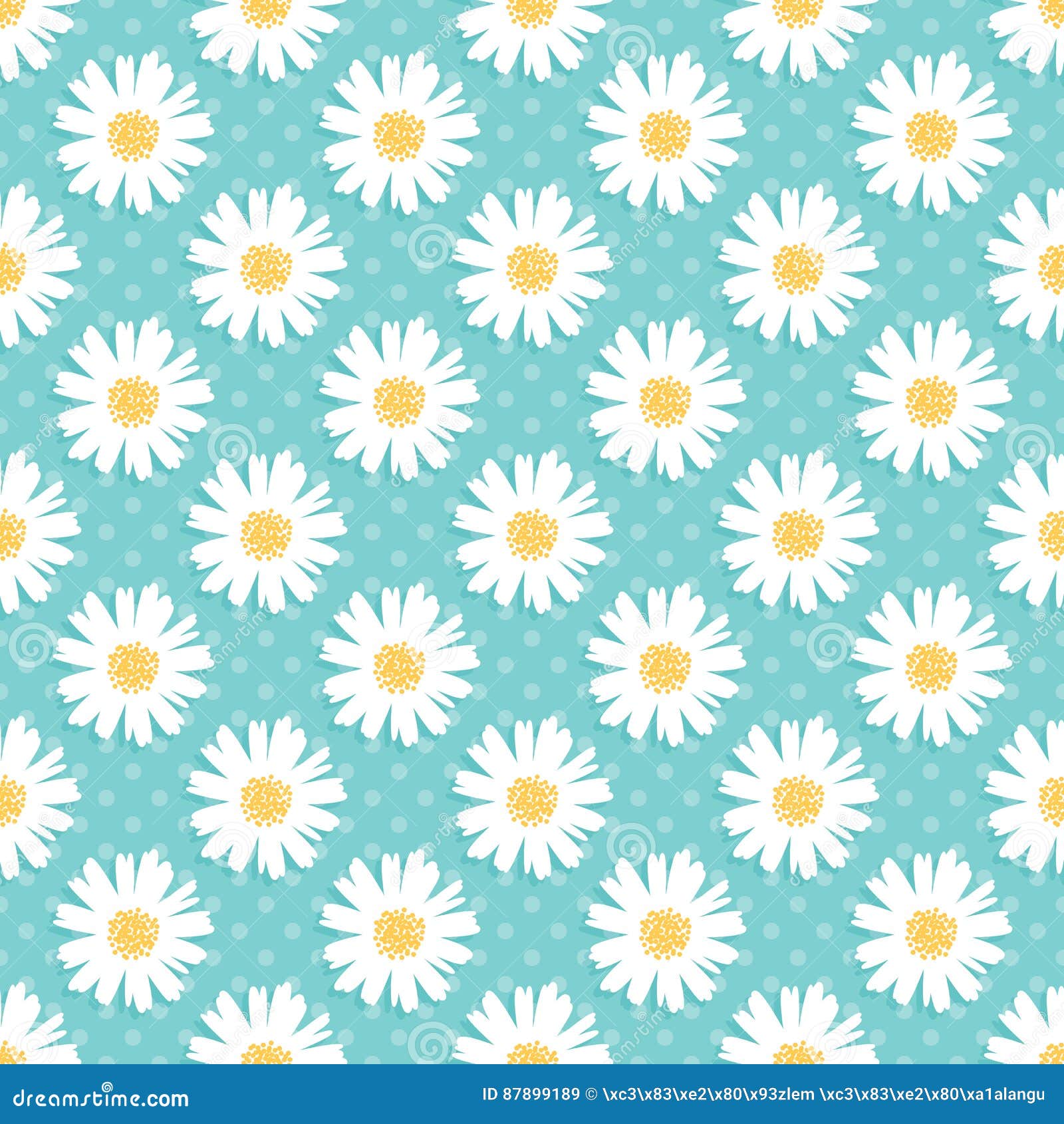Seamless Daisy Pattern Vector Illustration | CartoonDealer.com #25072134