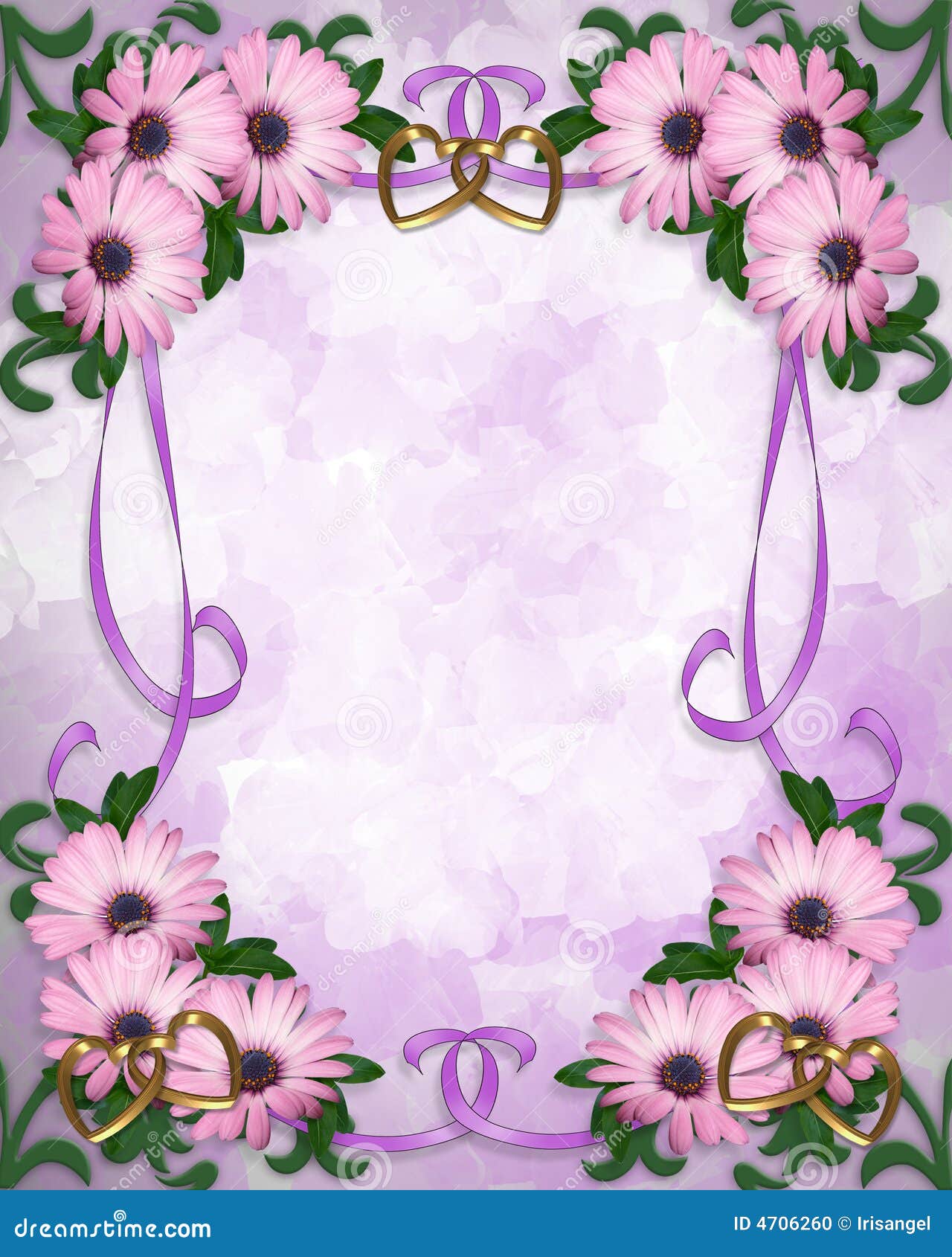 Daisy Border Wedding Invitation Stock Illustration - Illustration of ...