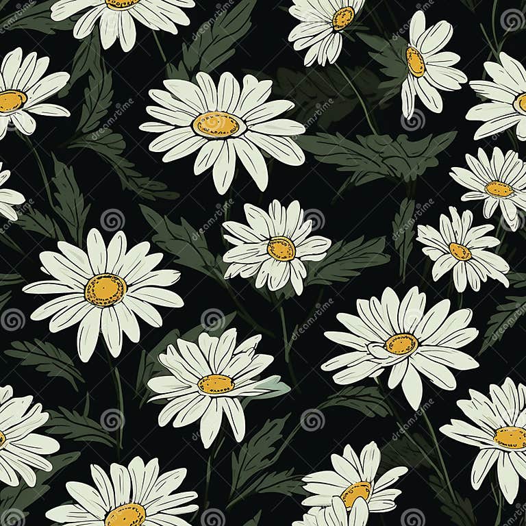 Daisy Cascade Floral Pattern Stock Illustration - Illustration of flora ...