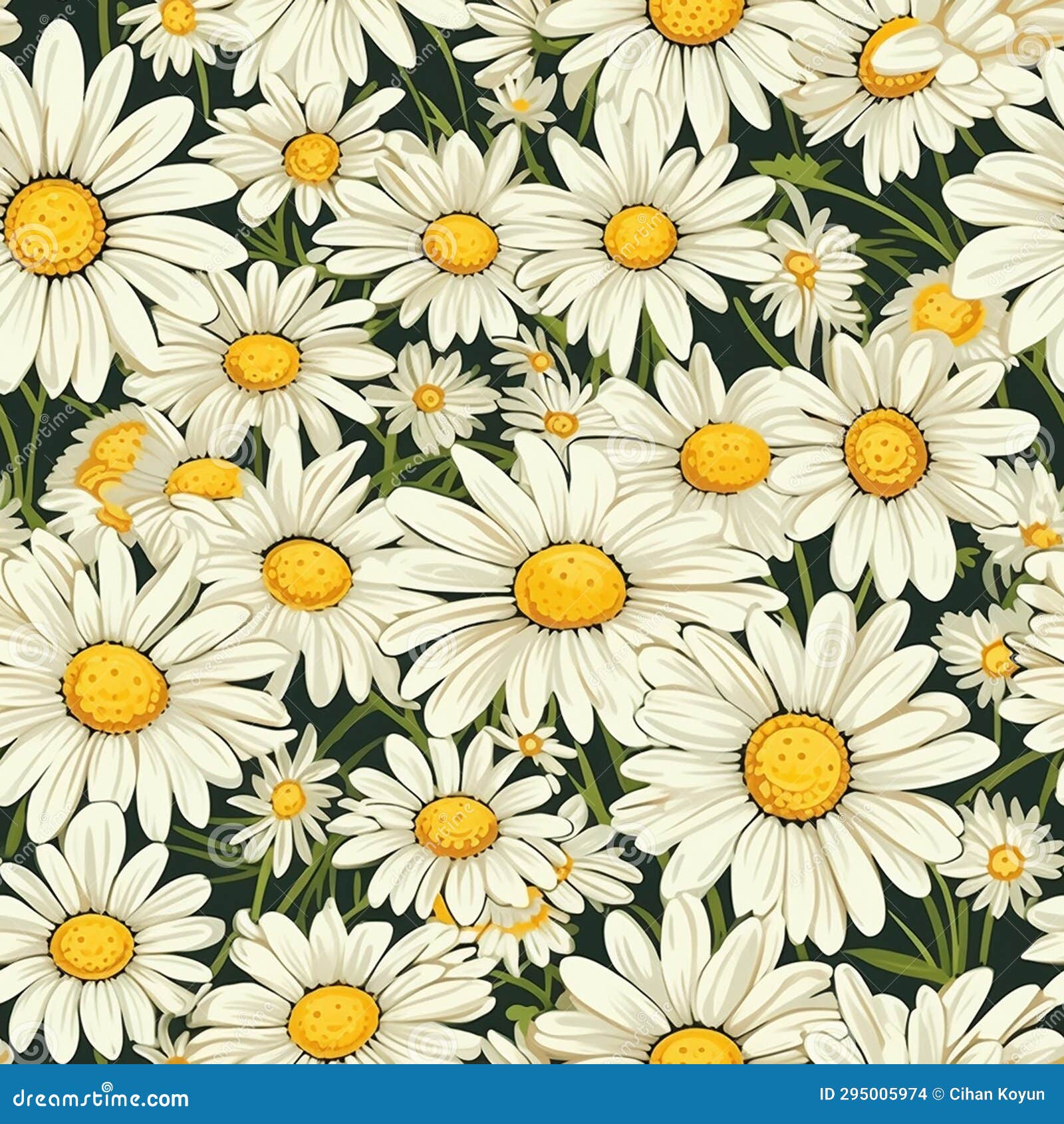 Daisy Cascade Floral Pattern Stock Illustration - Illustration of ...