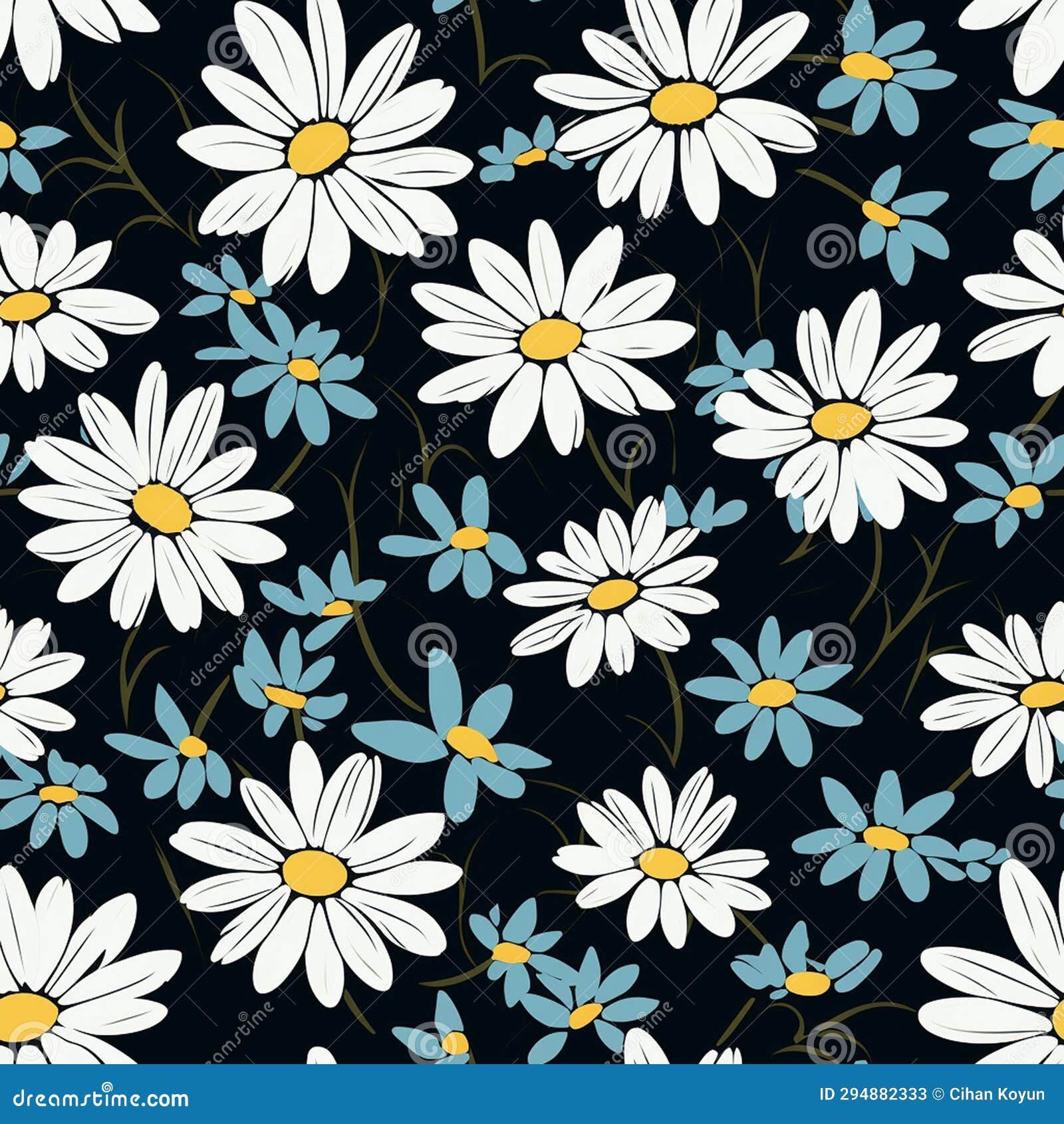 Daisy Cascade Floral Pattern Magic Stock Illustration - Illustration of ...