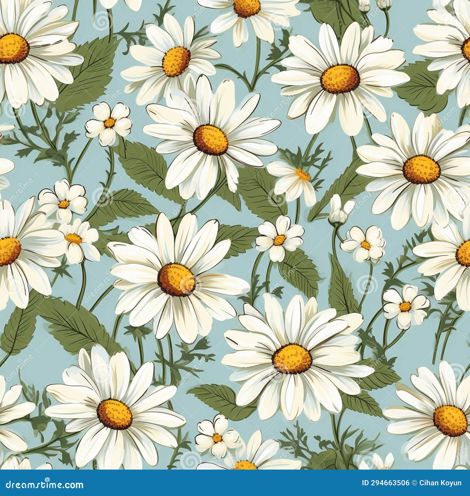 Daisy Cascade Seamless Elegance Stock Illustration - Illustration of ...