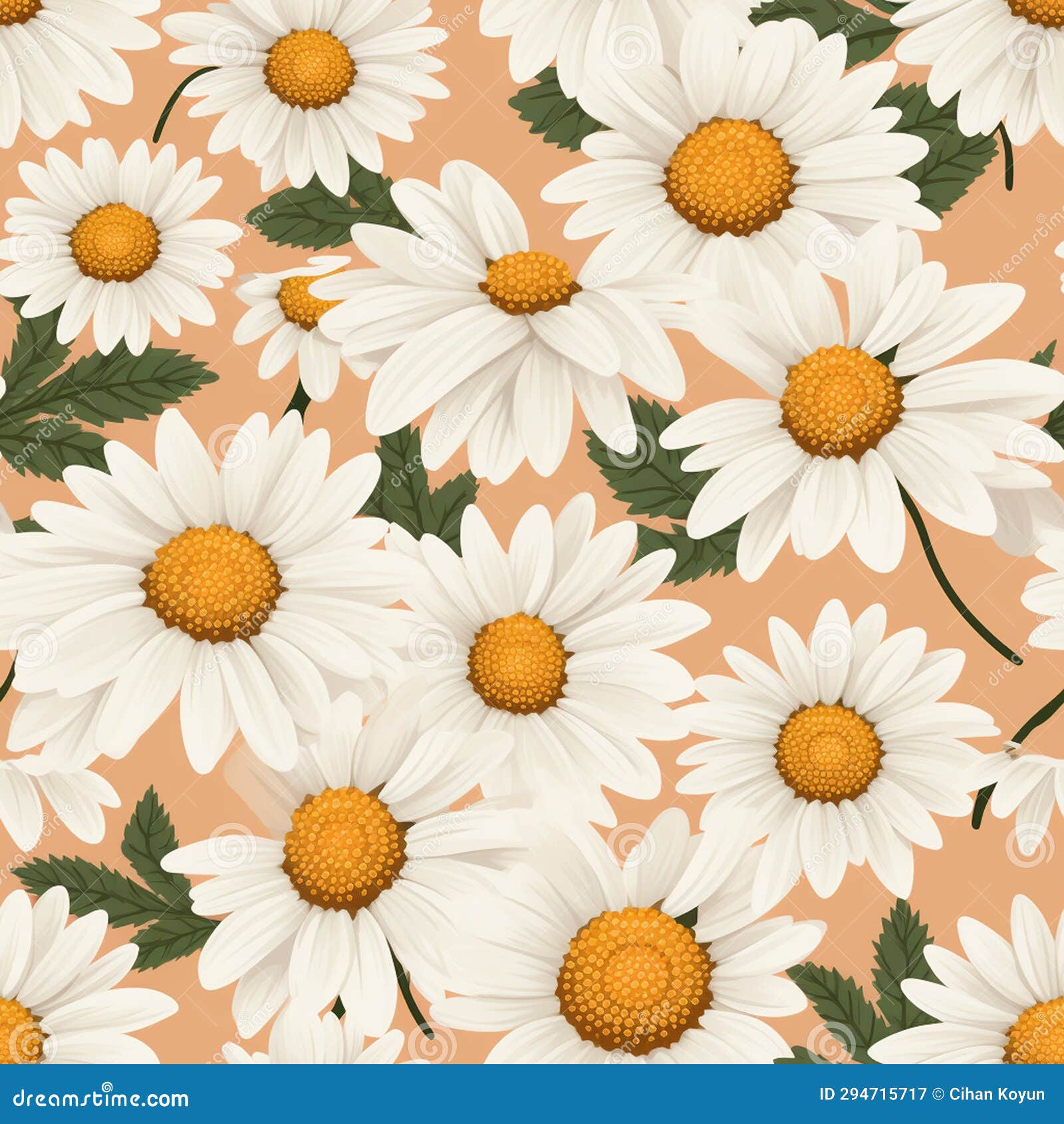 Daisy Cascade Unveiled Floral Pattern Stock Illustration - Illustration ...