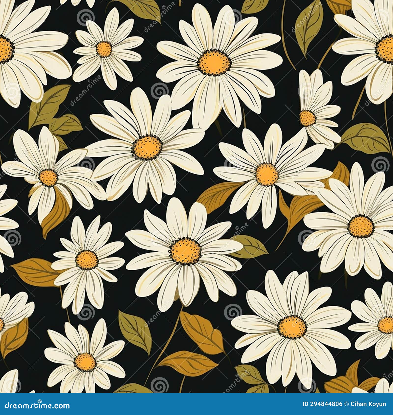 Daisy Cascade Unveiled Floral Pattern Stock Illustration - Illustration ...