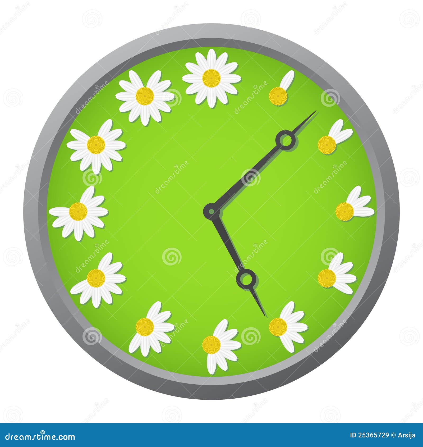 Daisy clock stock vector. Illustration of hand, decoration - 25365729