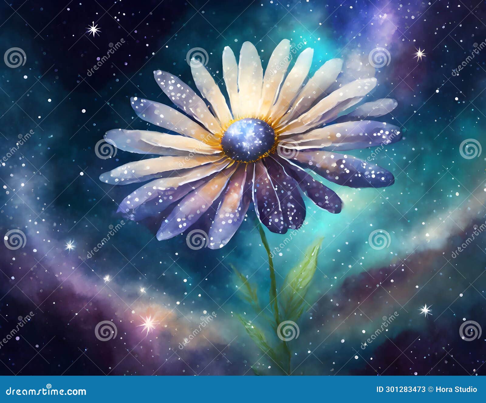 Daisy in the fantasy world stock illustration. Illustration of planet ...