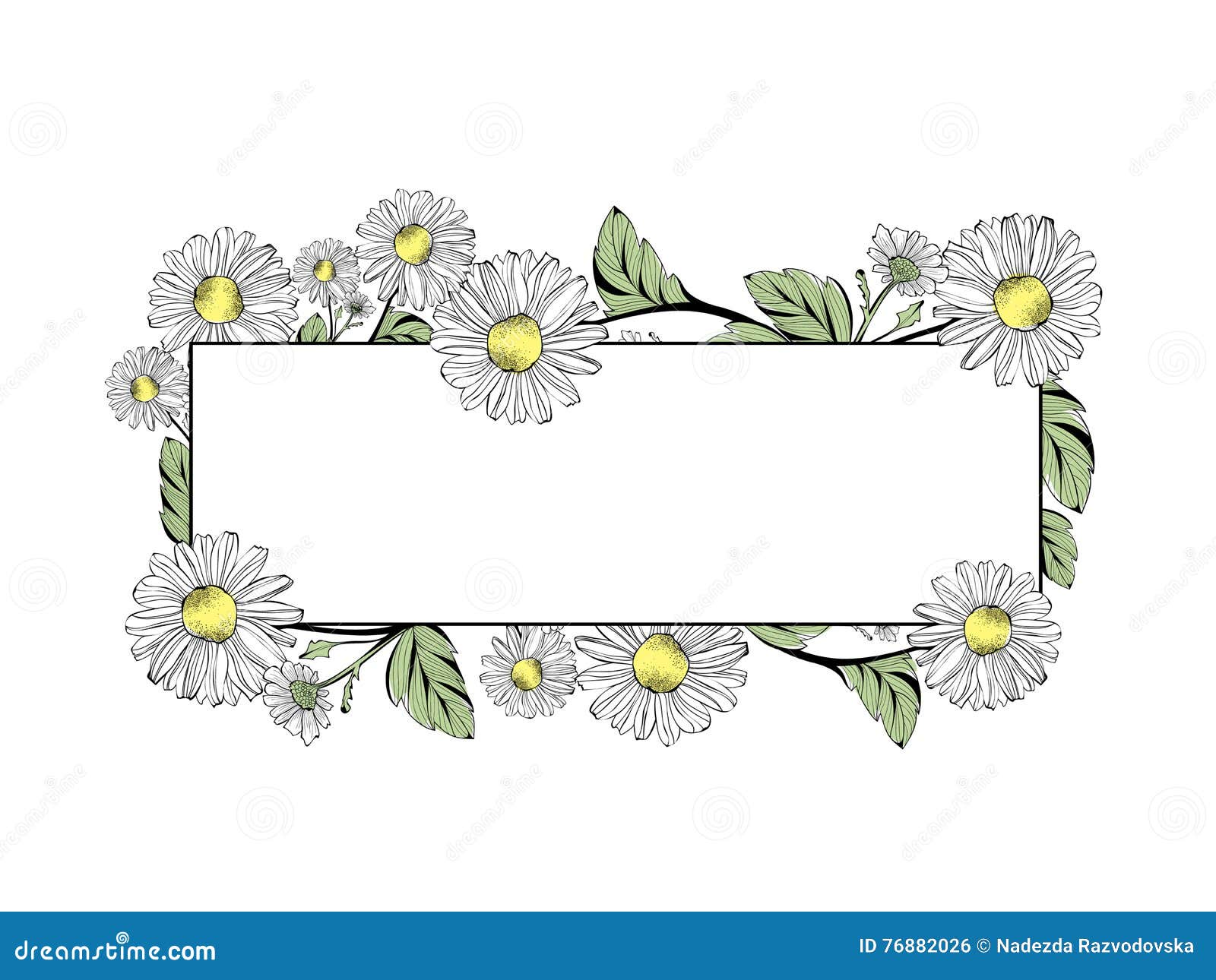 Daisy Flower Frame with Copyspace Stock Vector - Illustration of floral ...