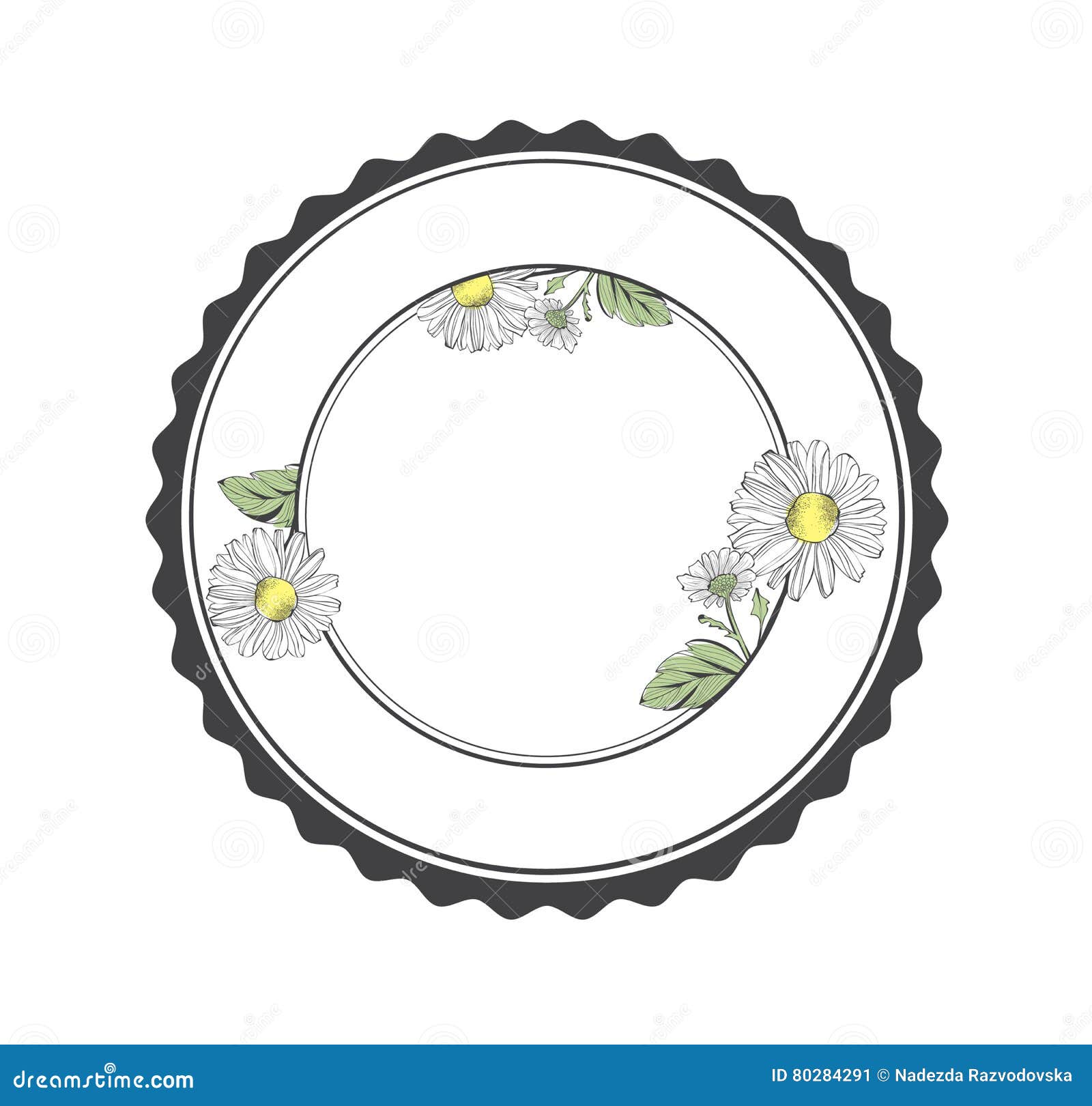 Daisy Flower Round Frame with Copyspace Stock Vector - Illustration of ...