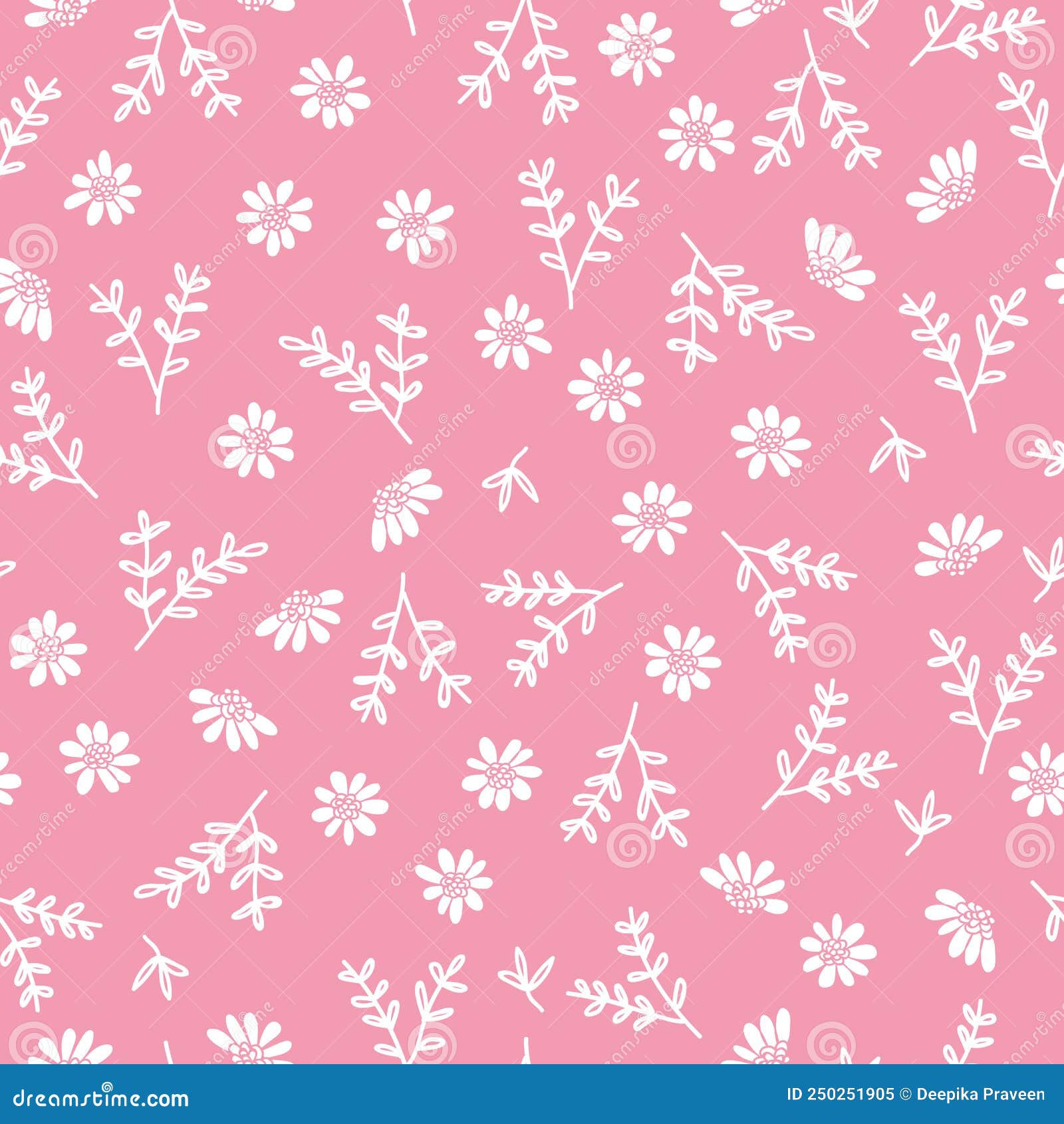 Daisy Flowers Seamless Pattern on Pink Background Stock Vector ...