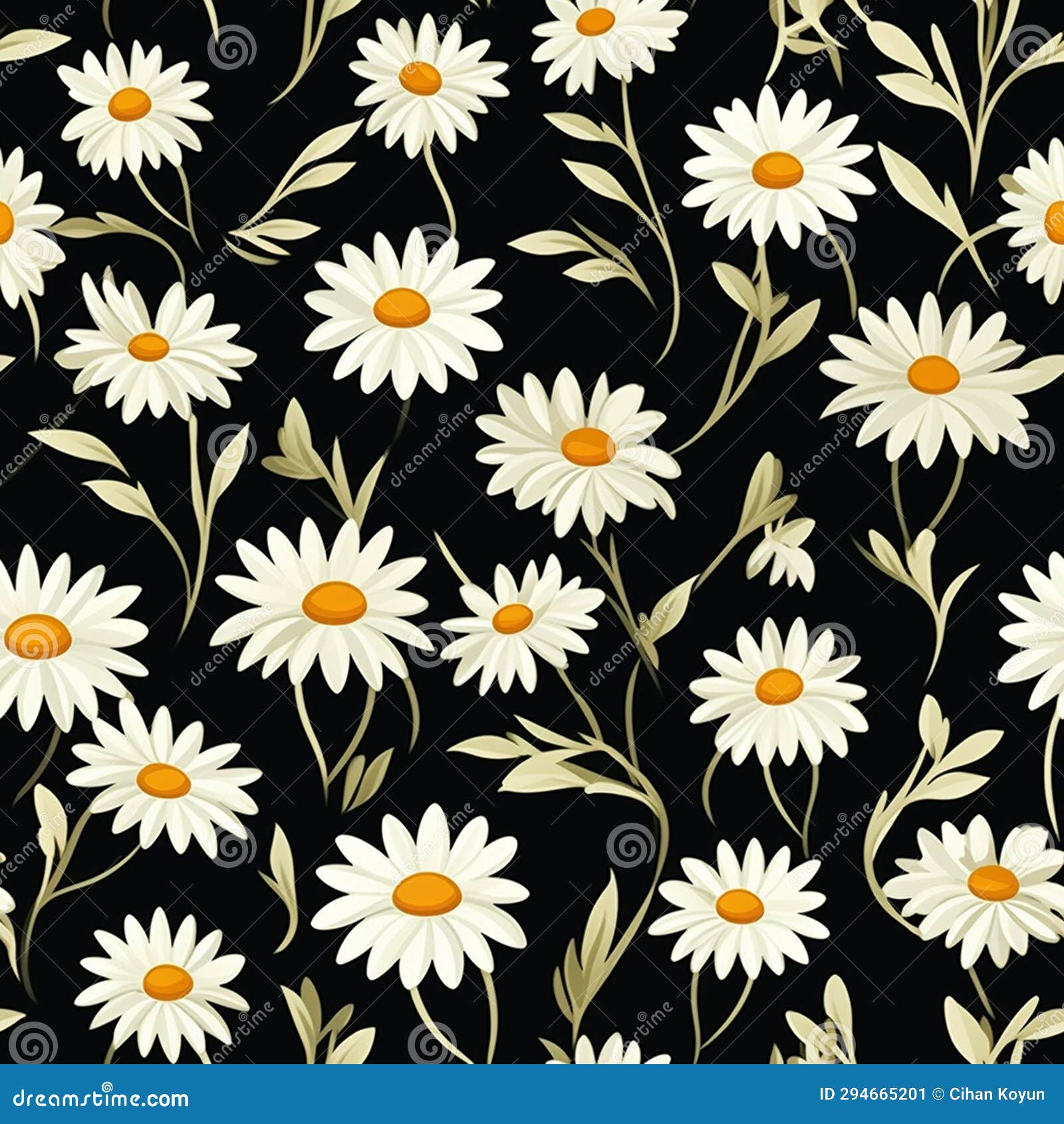 Daisy Harmony Seamless Floral Pattern Stock Image - Image of saturated ...