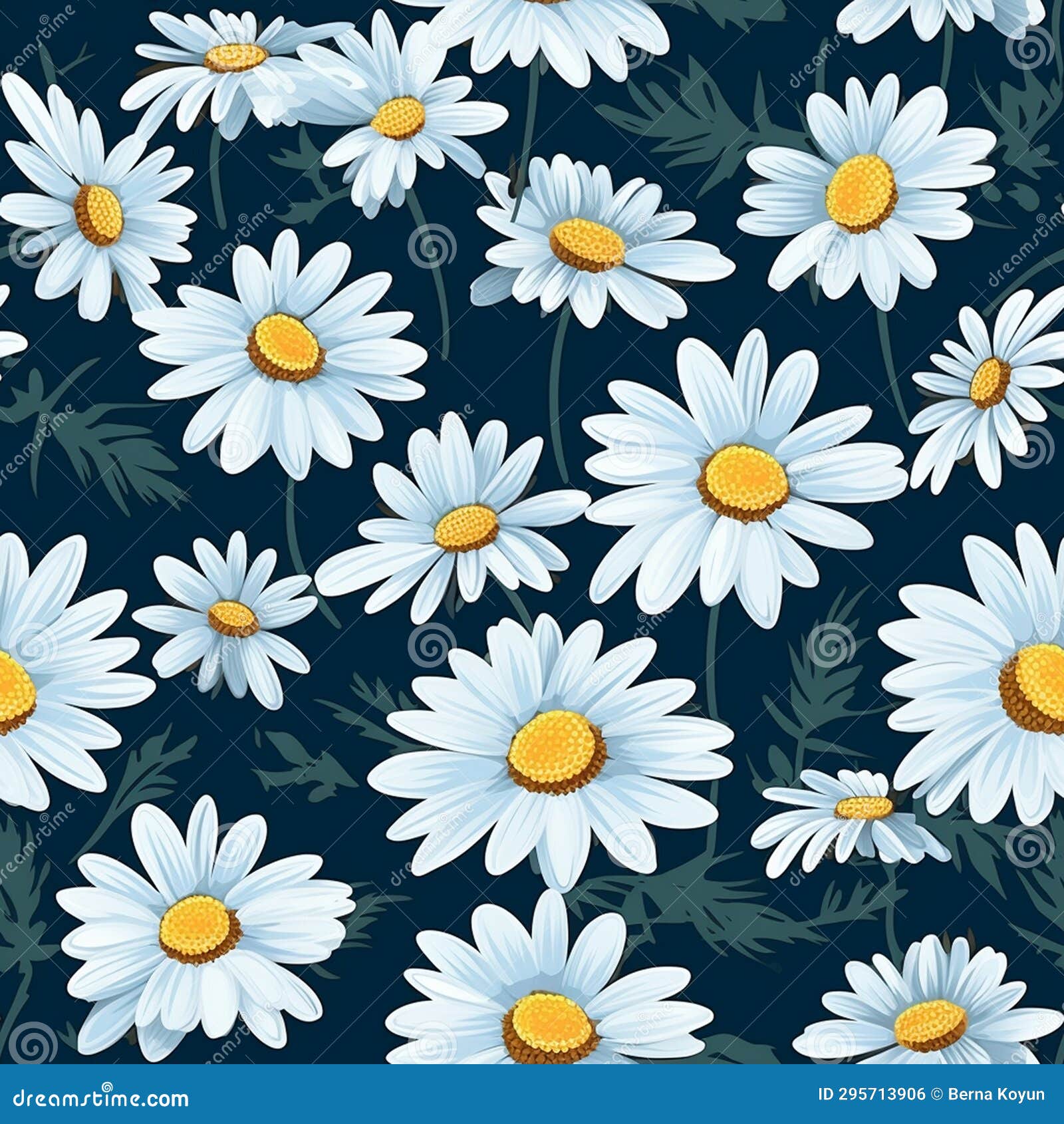 Daisy Harmony Unveiled Floral Pattern Stock Illustration - Illustration ...