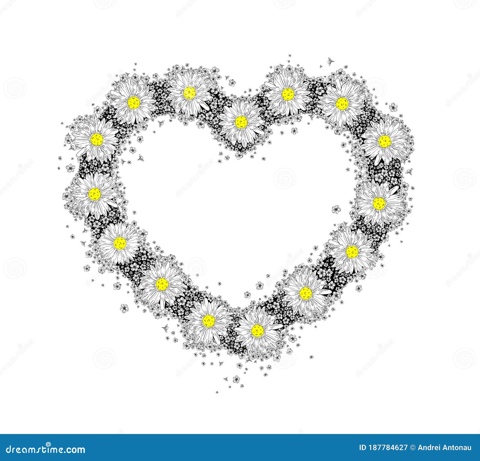 987_Daisy-heart stock vector. Illustration of flora - 187784627