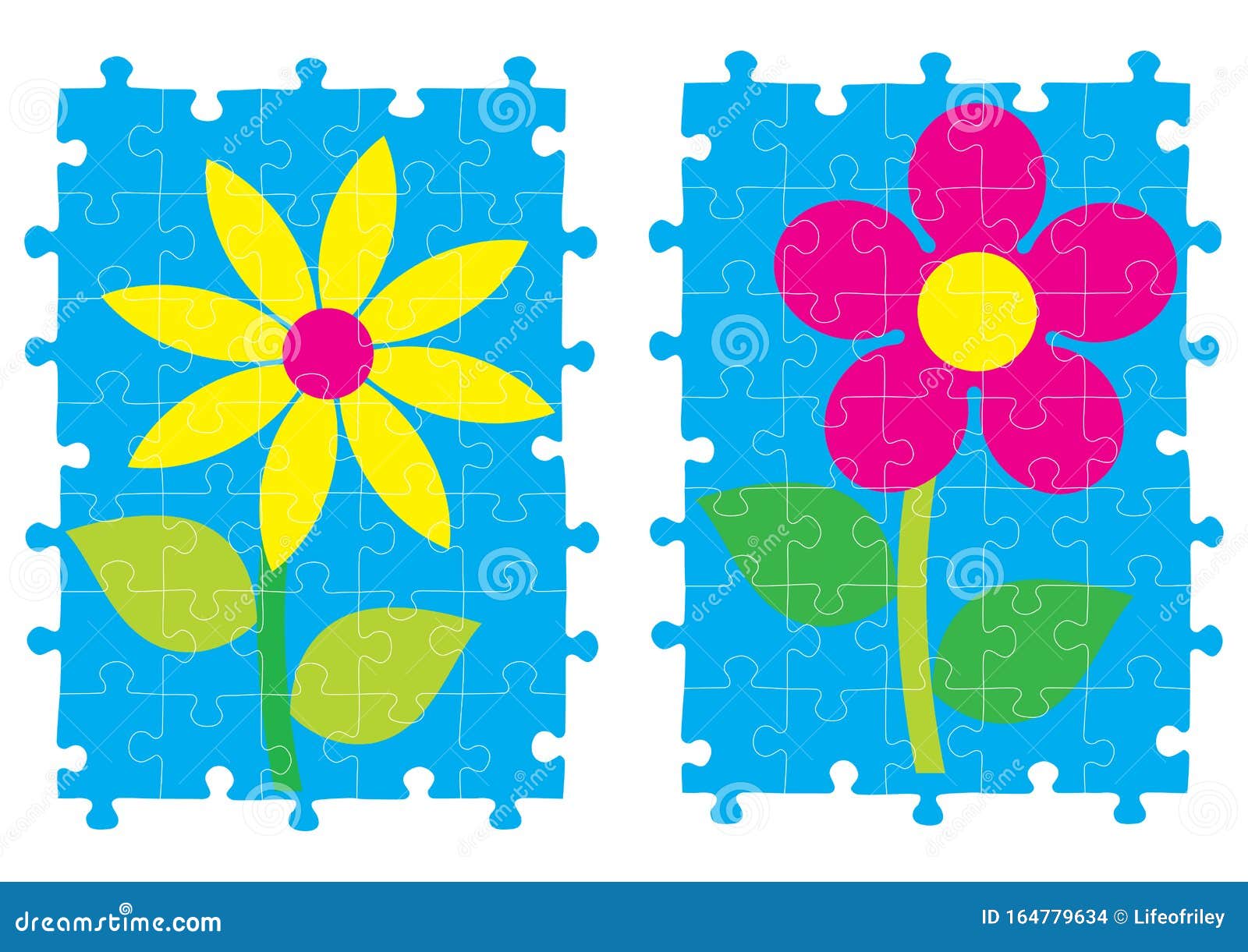 Daisy jigsaw puzzle vector stock vector. Illustration of puzzle - 164779634