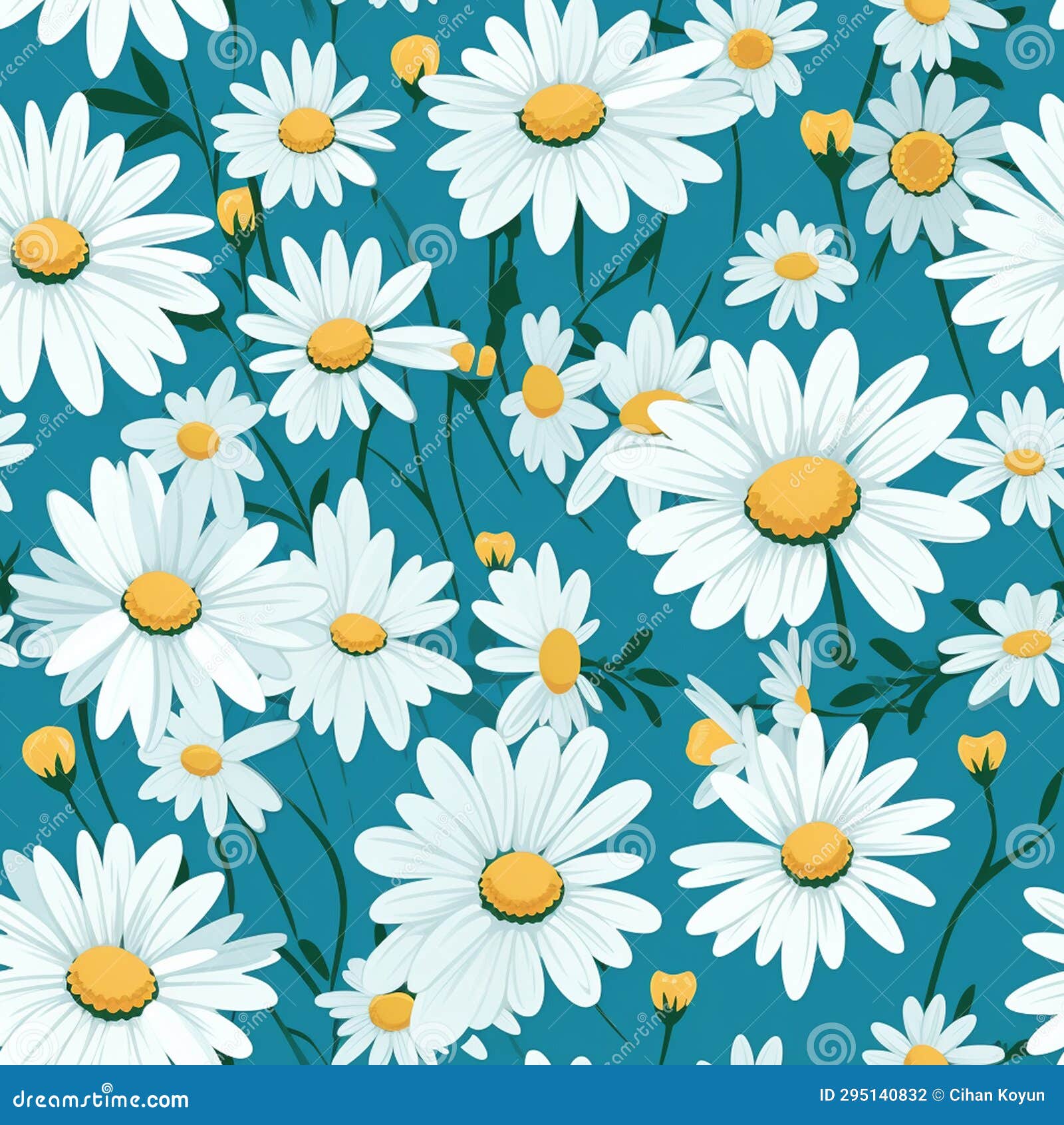 Daisy Petal Cascade Seamless Design Stock Illustration - Illustration ...