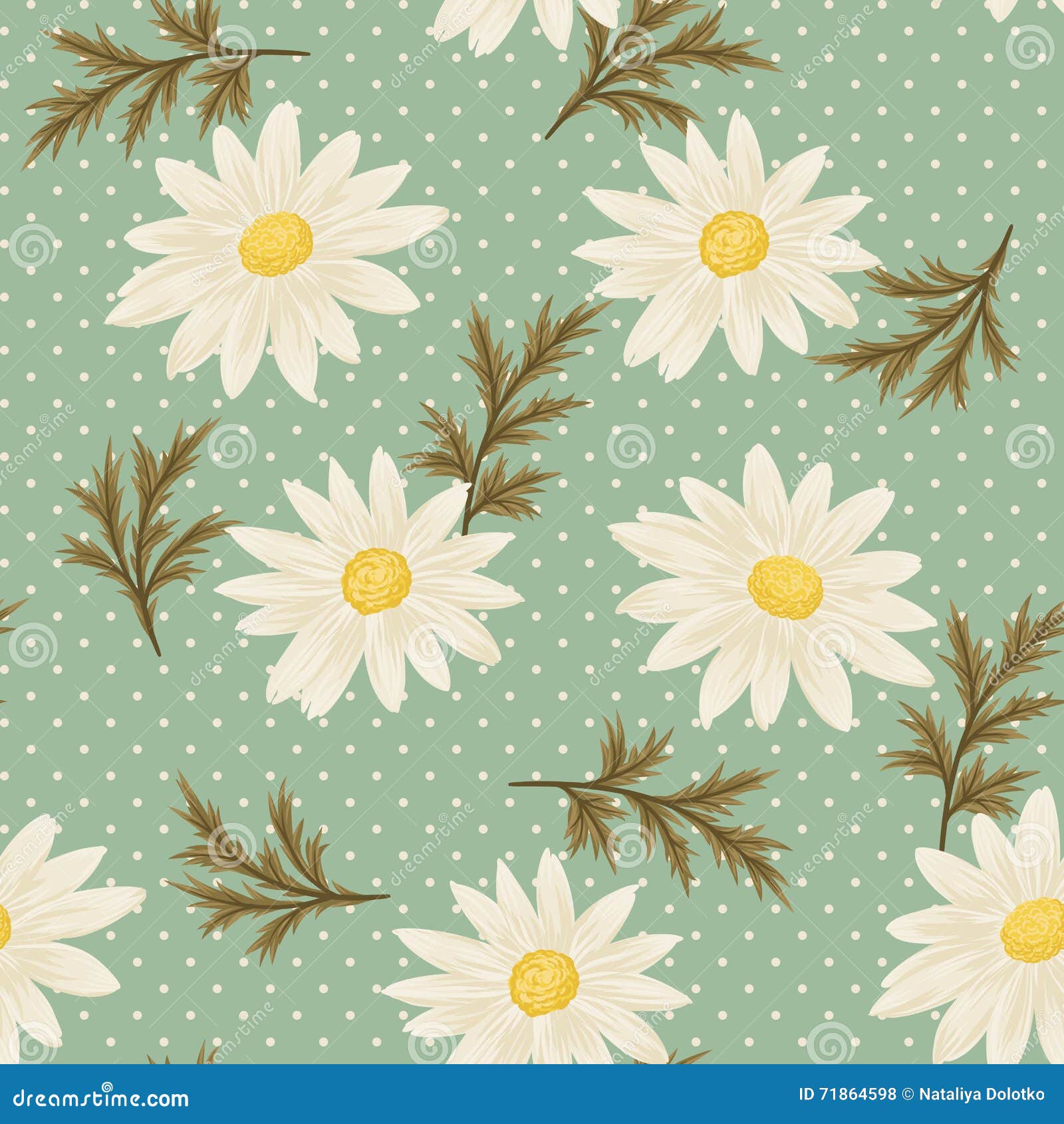 Daisy seamless pattern stock vector. Illustration of flower - 71864598