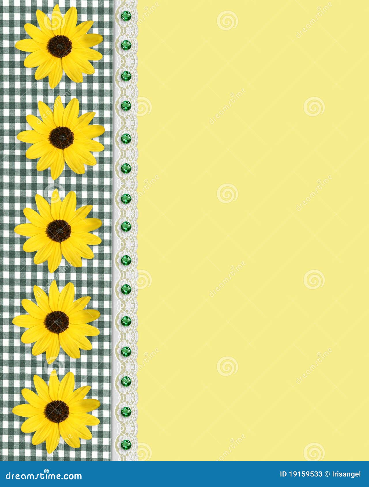 Daisy Spring Border Green Gingham Stock Illustration - Illustration of ...