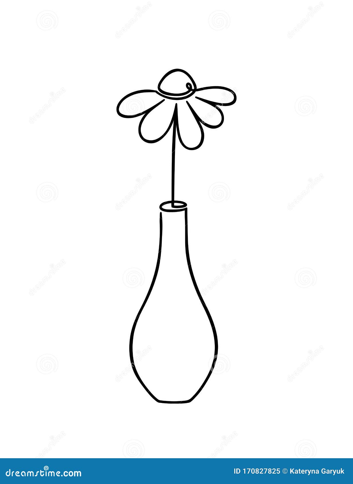 Daisy in vase line art stock vector. Illustration of decorative - 170827825
