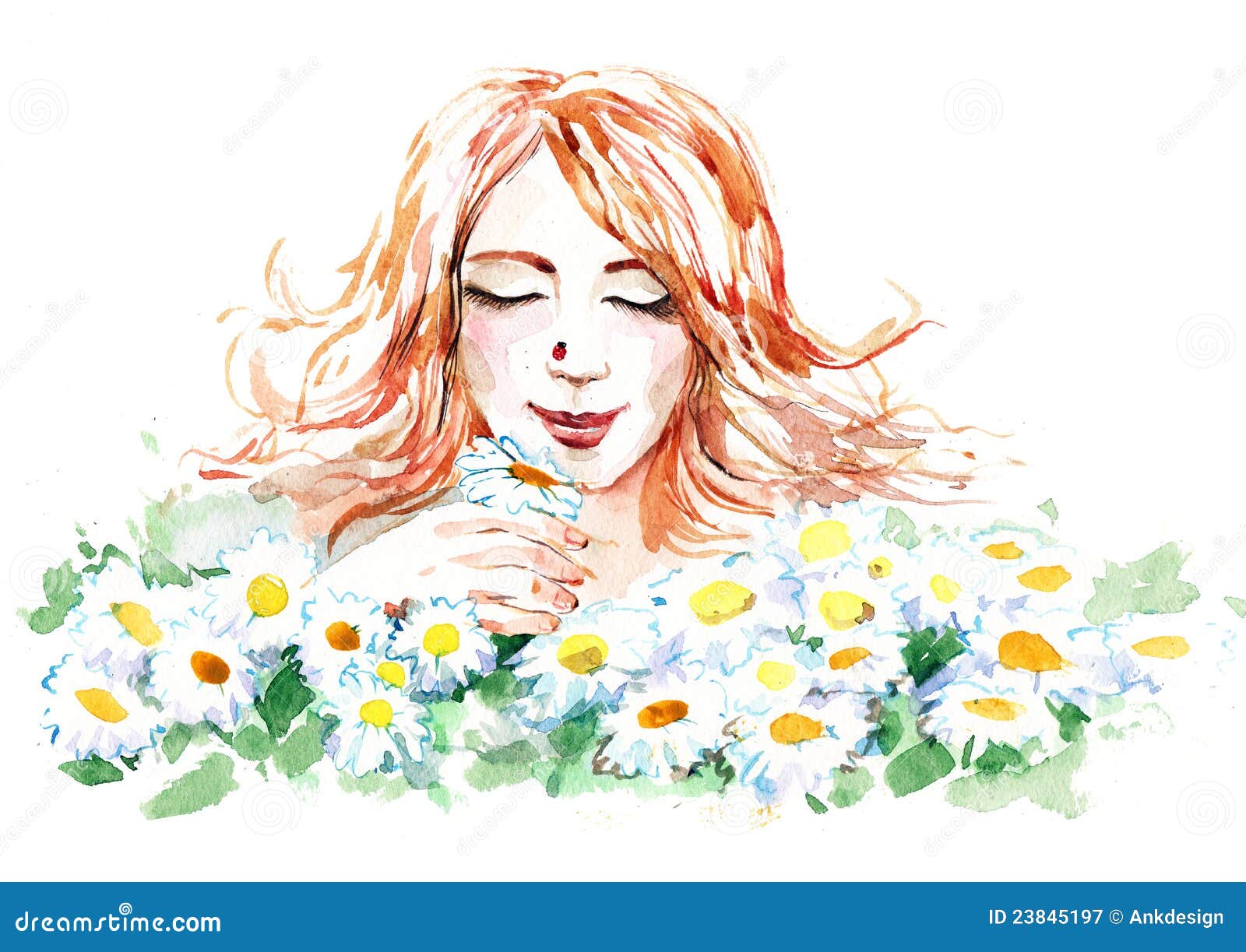 Daisy woman stock illustration. Illustration of horizontal - 23845197