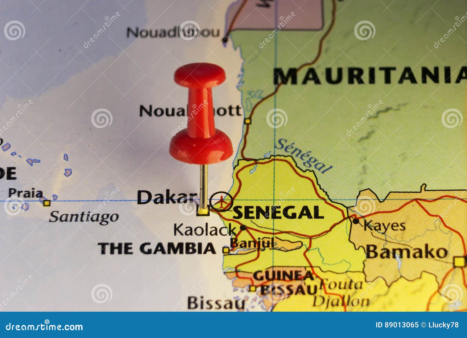 Dakar Gespelde Kaart, Hoofdstad Van Senegal Stock Illustratie ...