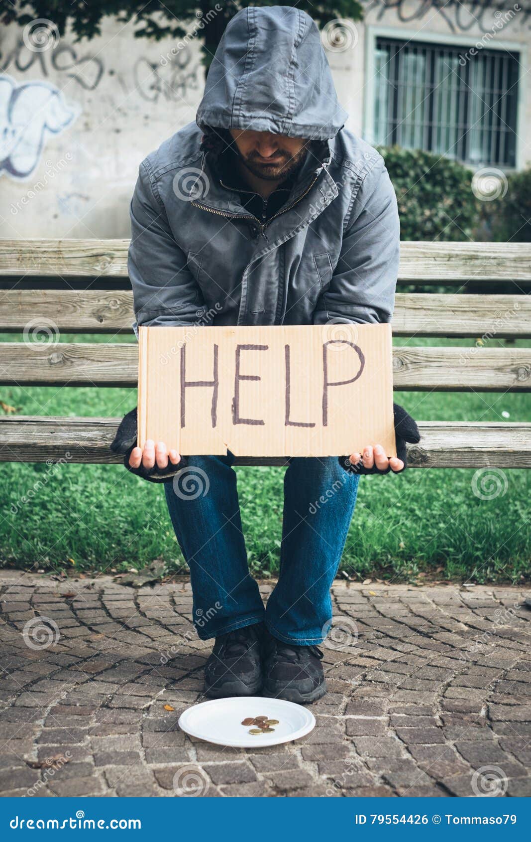 Daklozen Die Geld Bedelen Omdat Armen Stock Foto - Image of leeg, greep ...