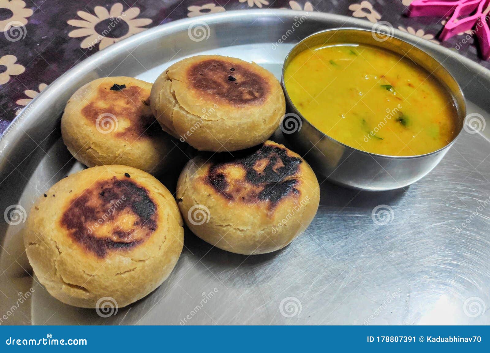 Dal and baati dish stock image. Image of fruit, dessert - 178807391
