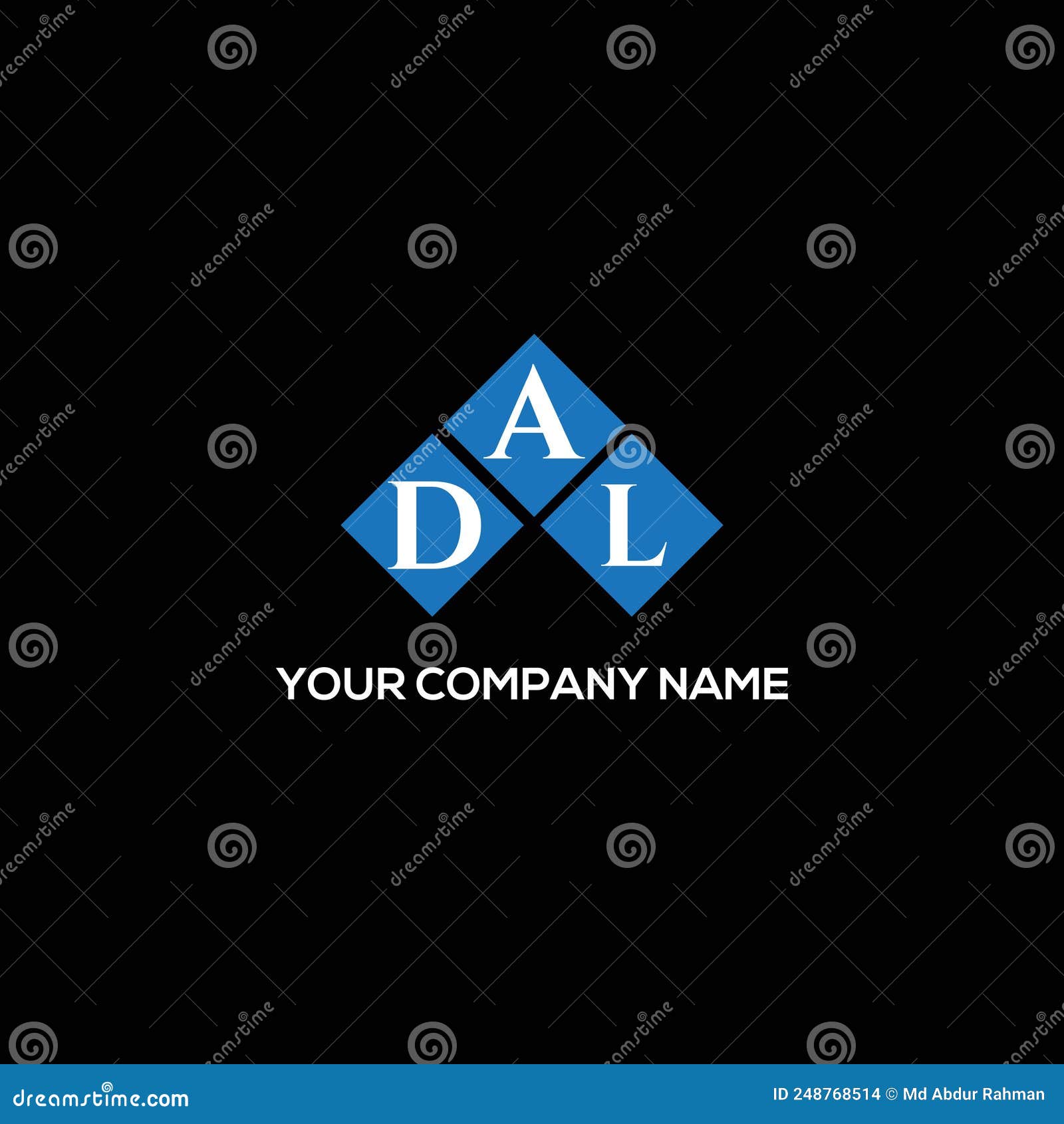 DAL Letter Logo Design on BLACK Background. DAL Creative Initials ...