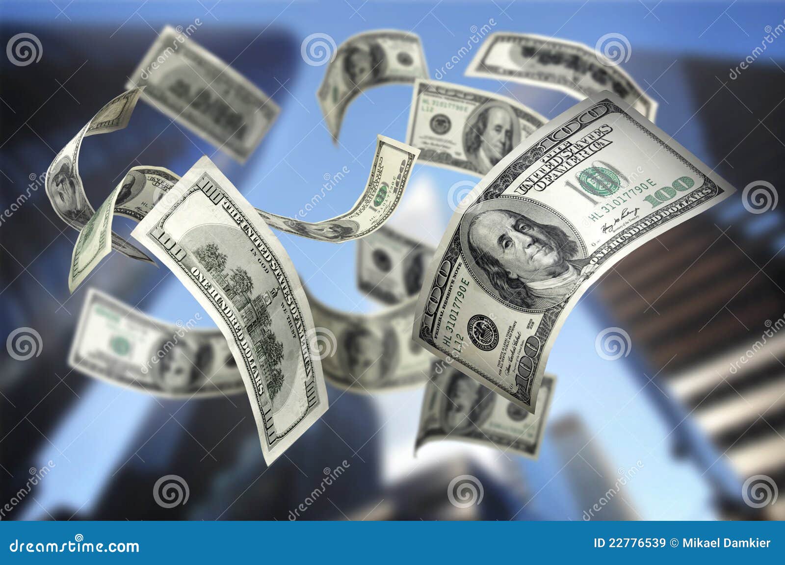 Dalend Geld $100 Rekeningen Stock Afbeelding - Image of dollar, één ...